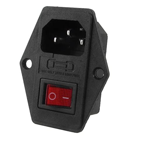 YOCOMYLY – boîtier en plastique noir, 250V, 15a, 3 broches, prise de courant C14, interrupteur à bascule rouge, 10 pièces