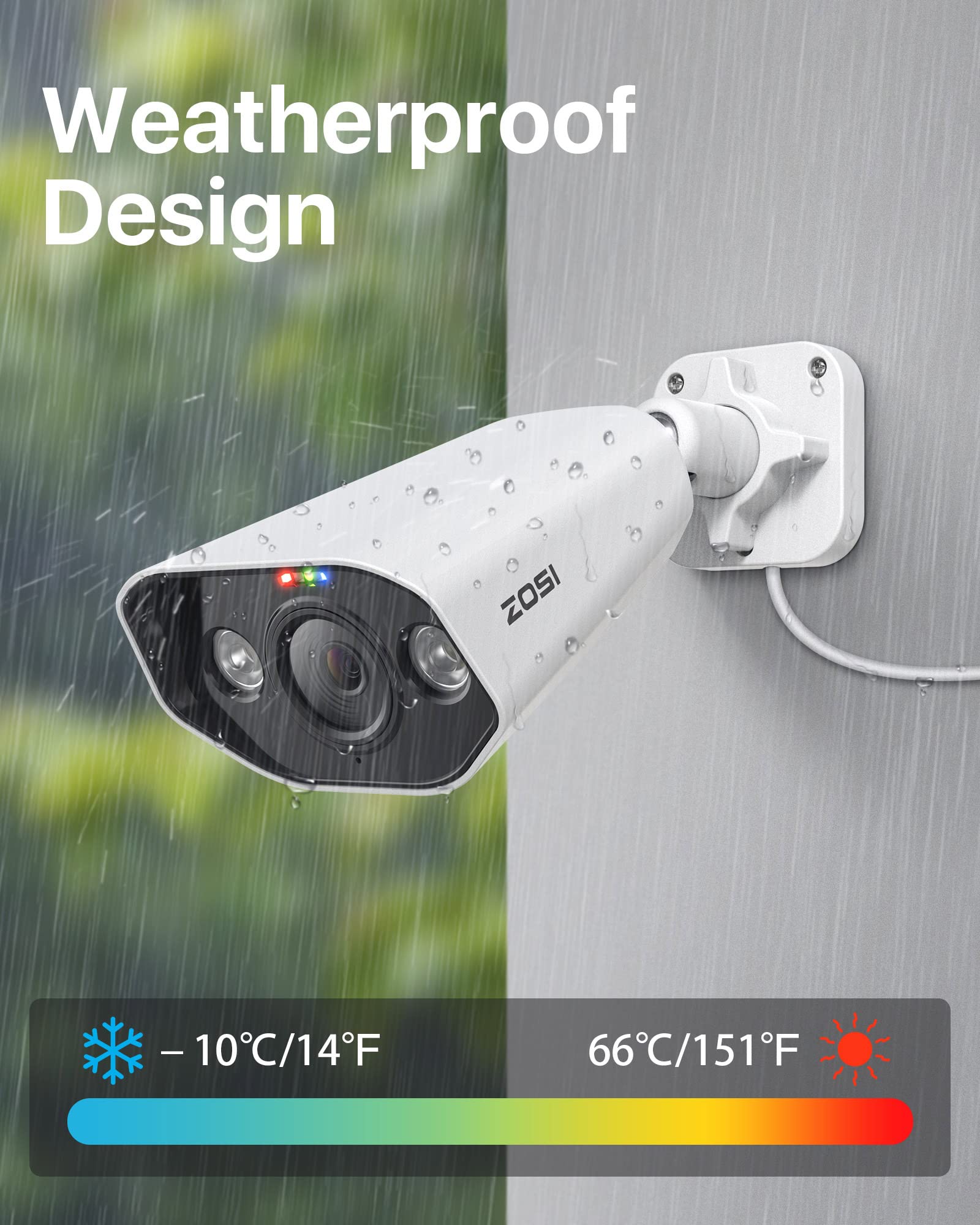 ZOSI 4K 8CH Spotlight PoE Security Camera System,8pcs 4K Wired Indoor Outdoor PoE IP Cameras with 2-Way Audio,Night Vision,Human Detection,Smart Light Alarm,8CH 8MP NVR with 2TB HDD for 24/7 Recording