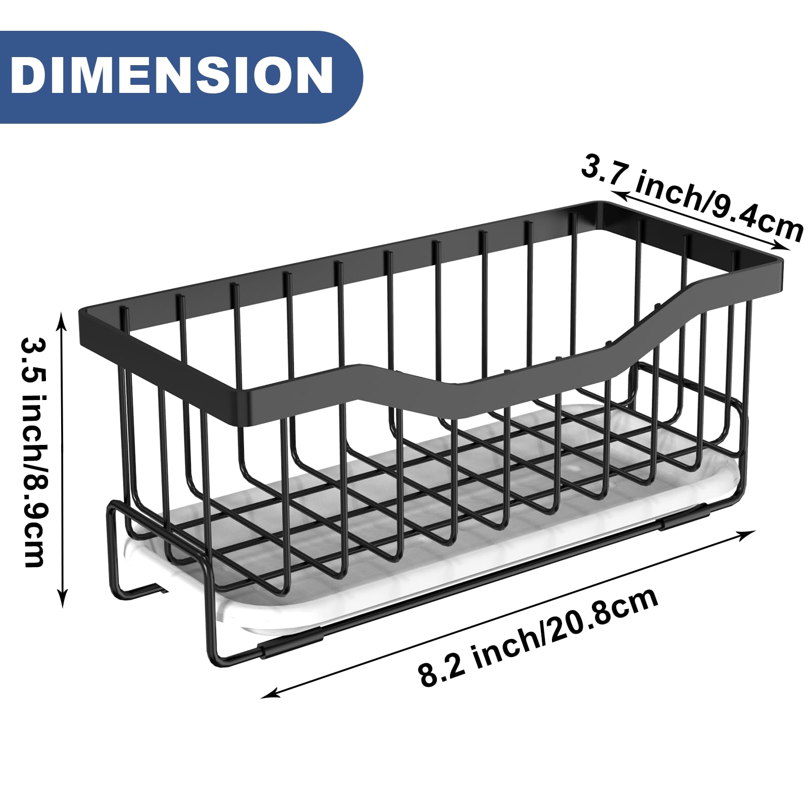 Maifan Kitchen Sink Caddy Sink Organizer, Sponge Caddy Holder for Kitchen Sink, Stainless Steel Rustproof Dish Kitchen Caddy Brush Holder with Drain Tray for Kitchen Countertop Storage Gadgets