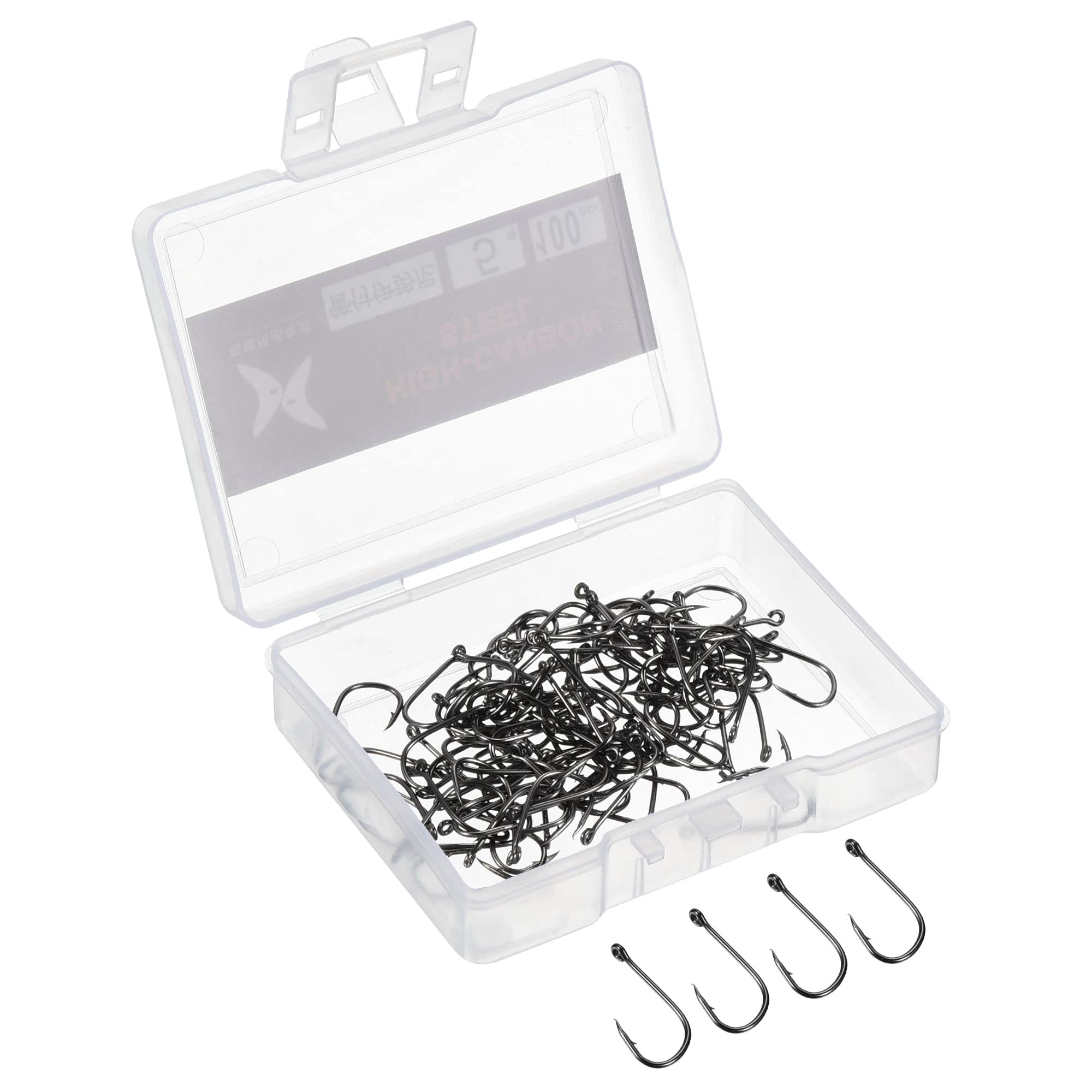 PATIKIL 6# Catfish Hooks, 100 Pack 0.31" Claw Fish Hook Fishing Hook High Carbon Steel J Shaped with Barbs for Freshwater Saltwater, Black