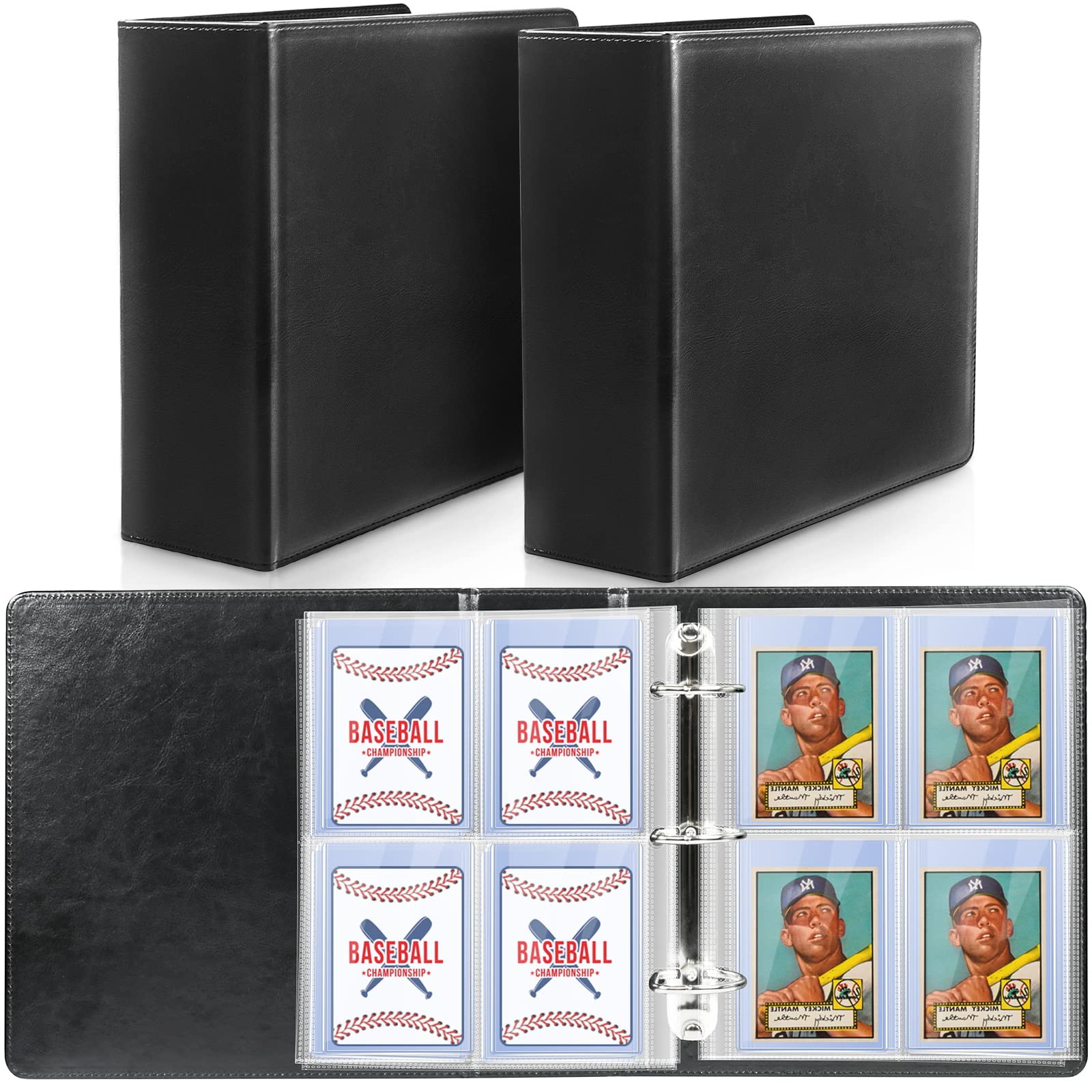 Top loader Storage 2 Pack Trading Card Top Loader Album, Sports Card Binder, Game Card Binder Suit for Top Loaders - Black