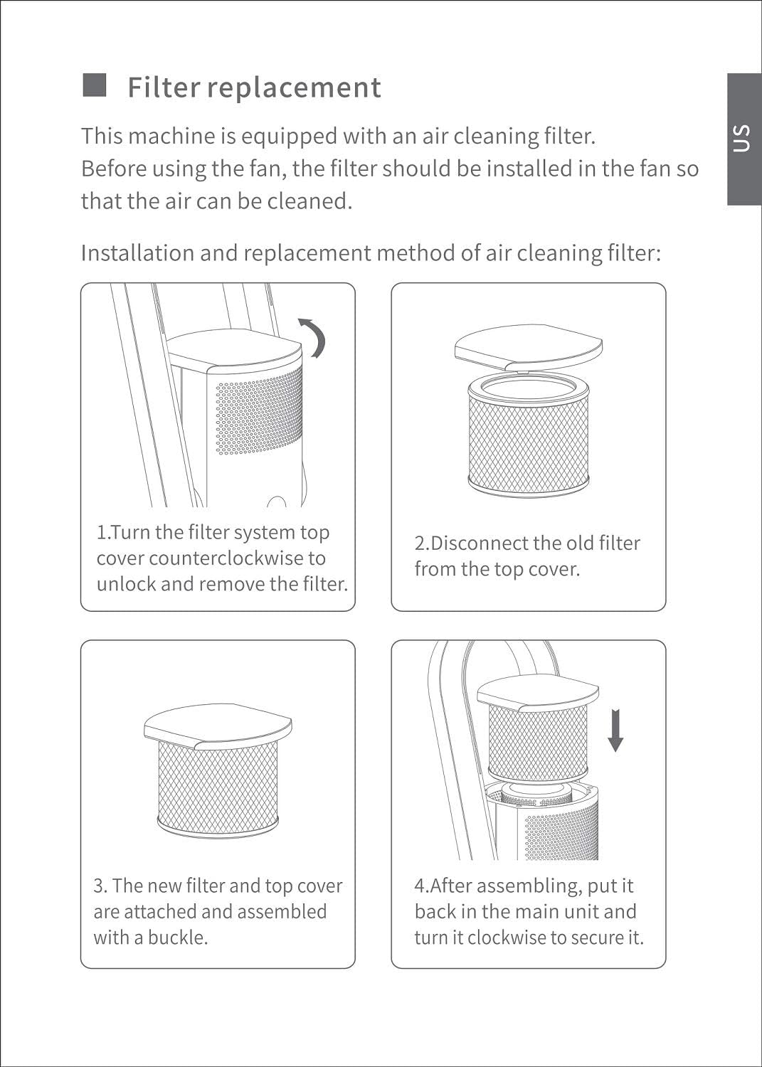 U ULTTY True HEPA Replacement Filters for R022 (SKJ-CR022D, R022D) Bladeless Tower Fan and Air Cleaner Purifier in one, Part # CR022D 1Pack