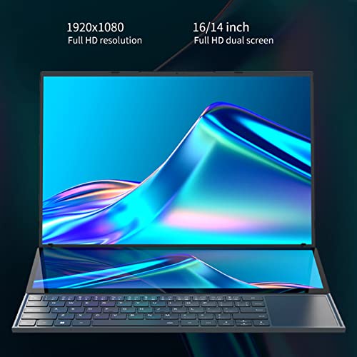 Yoidesu Dual Screen Laptop, 16in and 14in Screen for Win11/10 for Intel Core I7 Processor, 8GB DDR4 RAM 512GB PCIe SSD, 13600mAh Battery, Support Dual Graphics Cards