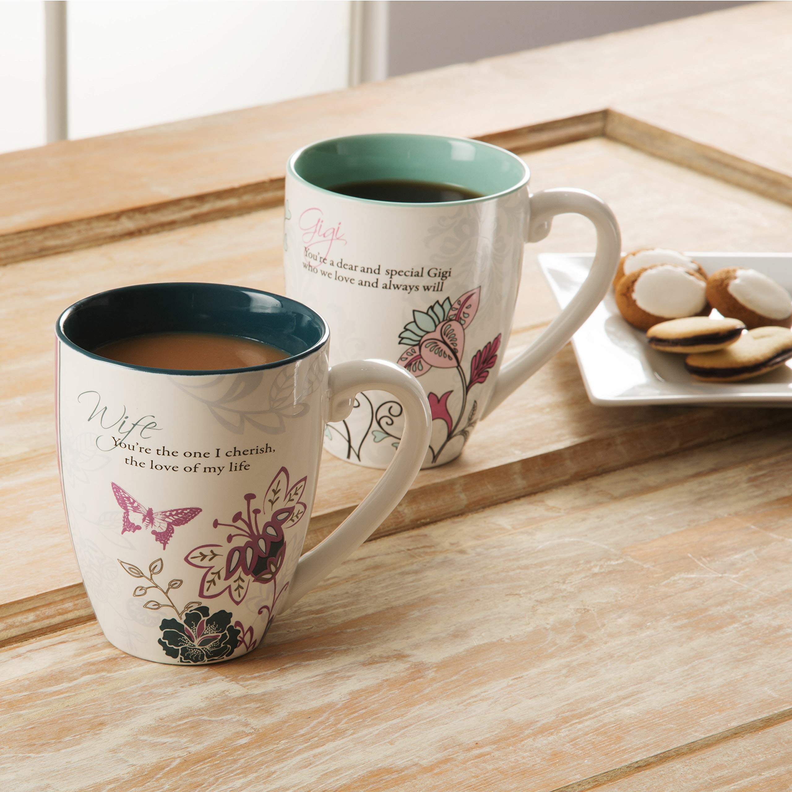 Pavilion Gift Company Mark My Words Gigi Floral Butterfly Grandma Coffee Tea Mug, Large, Teal