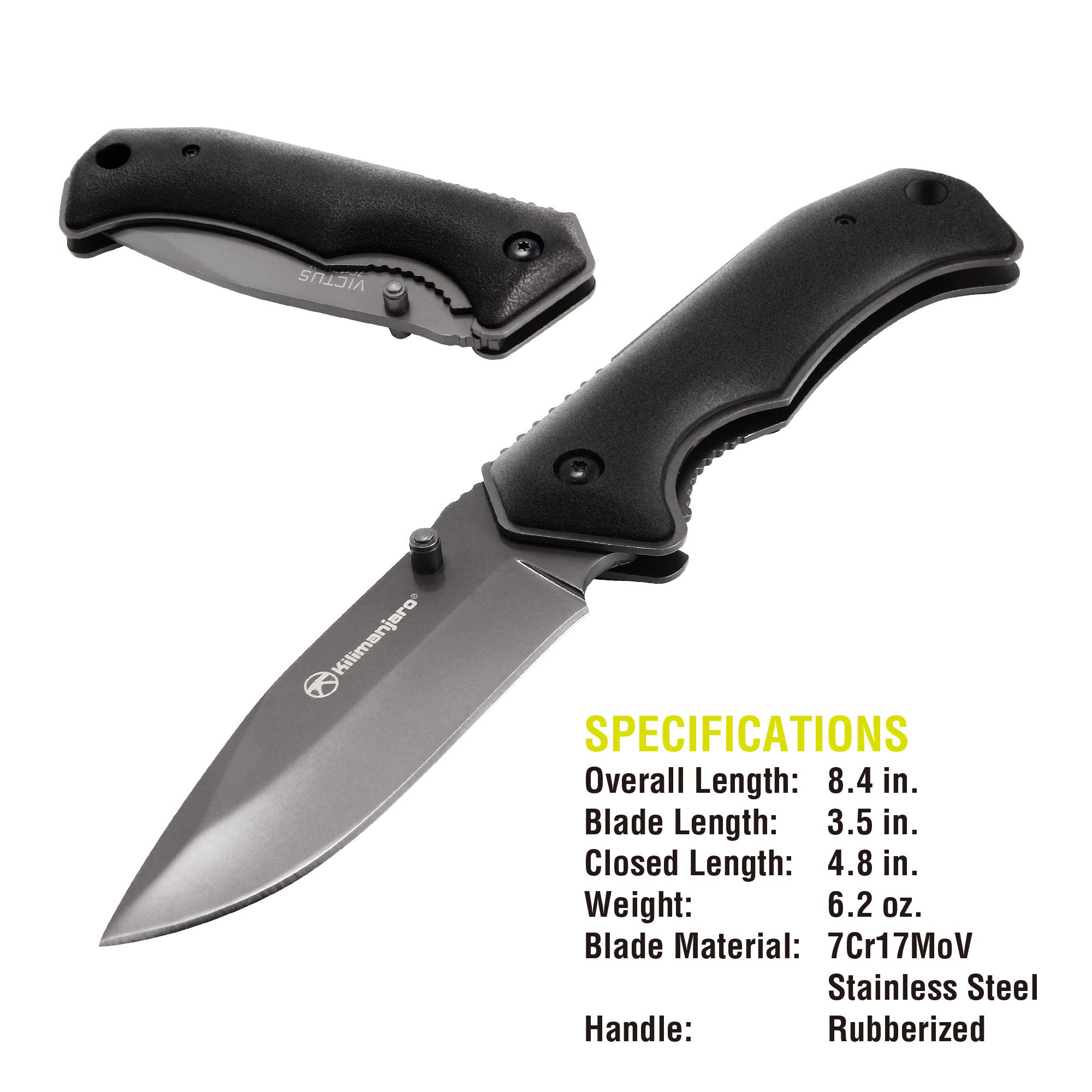 Kilimanjaro 910048 KJ910048 Fixed Blade,Hunting Knife,Outdoor,campingkitchen, One Size, Black