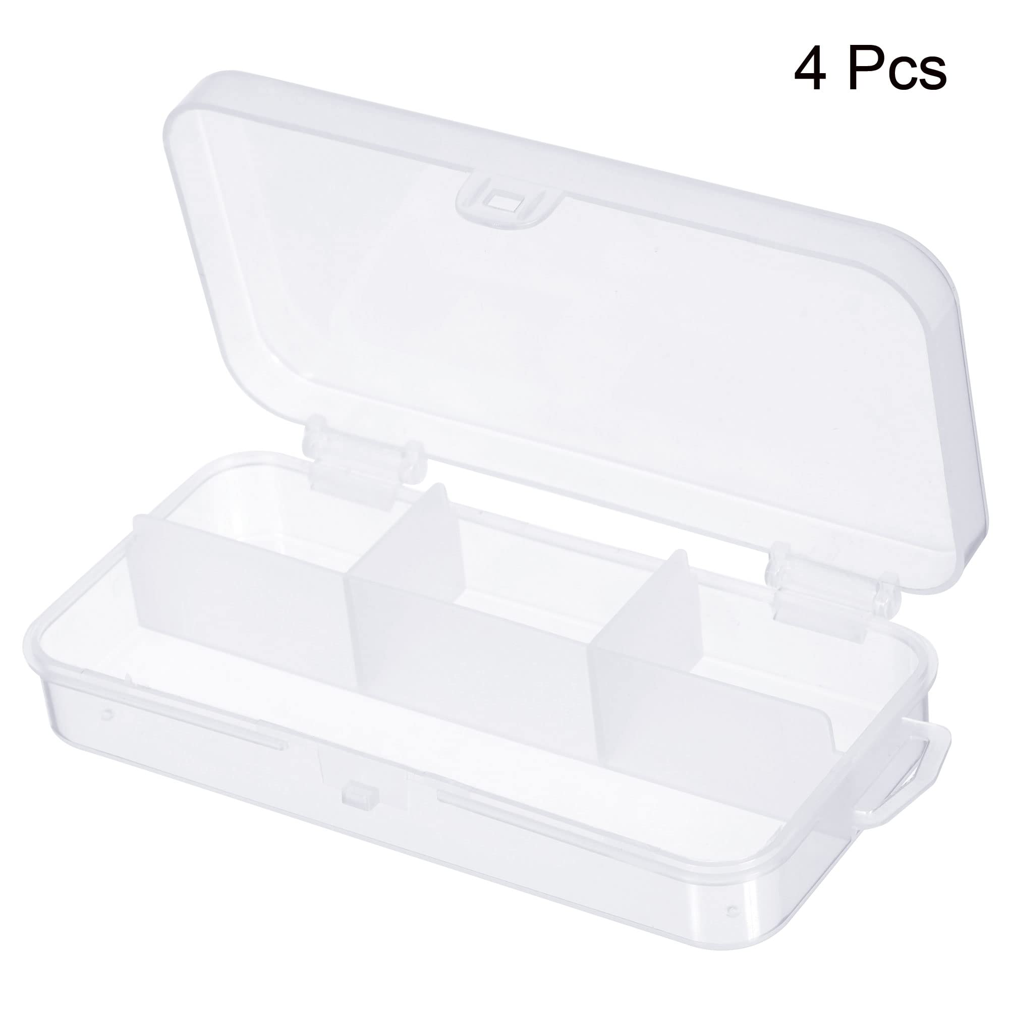 PATIKIL Fishing Tackle Utility Box, 4 Pack Plastic Lure Bait Hooks Storage Organizer Container, Clear