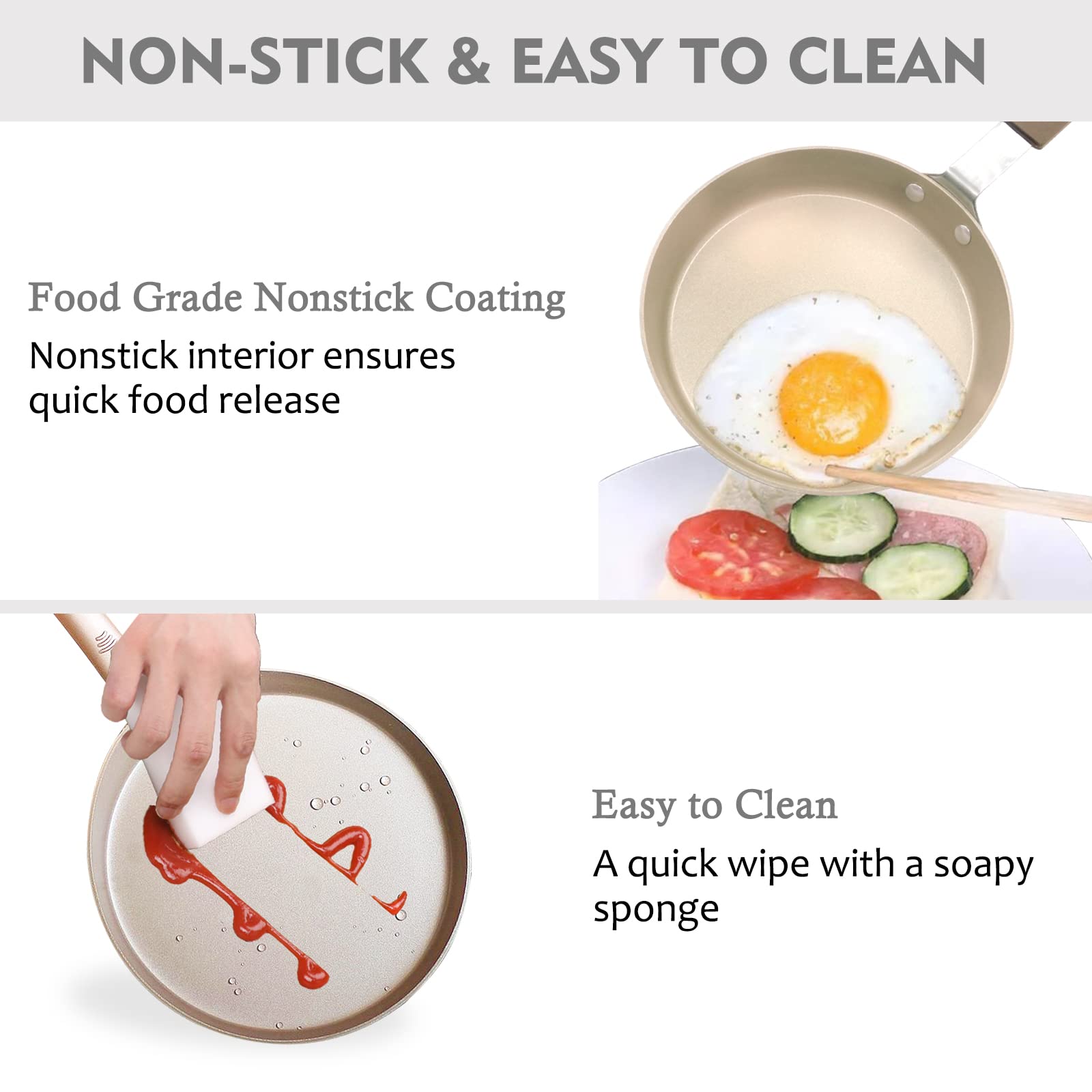 Soldadito Crepes Pancake Pans Nonstick Frying Pan Induction Omelette Skillet Carbon Steel Griddle Flat Pan Crepe Maker with Accessories for Pancakes Burritos Tacos Tortilla Omelette 8In