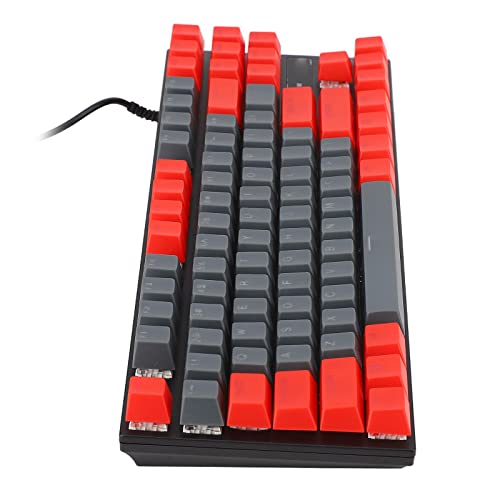 Yoidesu Mechanical Gaming Keyboard, 87 Keys 26 RGB Backlit USB Wired Keyboard Waterproof with Blue Switches for Win ME, for Win2000, for Win XP, for Vista, for Win7, for Win8, for Win10(Gray and Red)