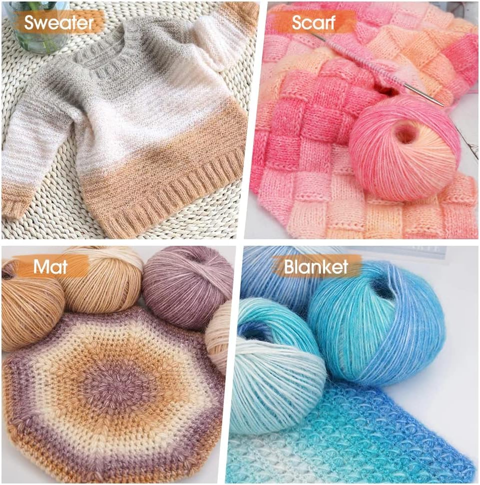 Yarn for Crocheting,1PC Soft Yarn Gradient Colorful Yarn for Knitting Blended Crochet Yarn for Crocheting Sweater,Gloves,Scarf,Yarn DIY Toys (Emerald Green)