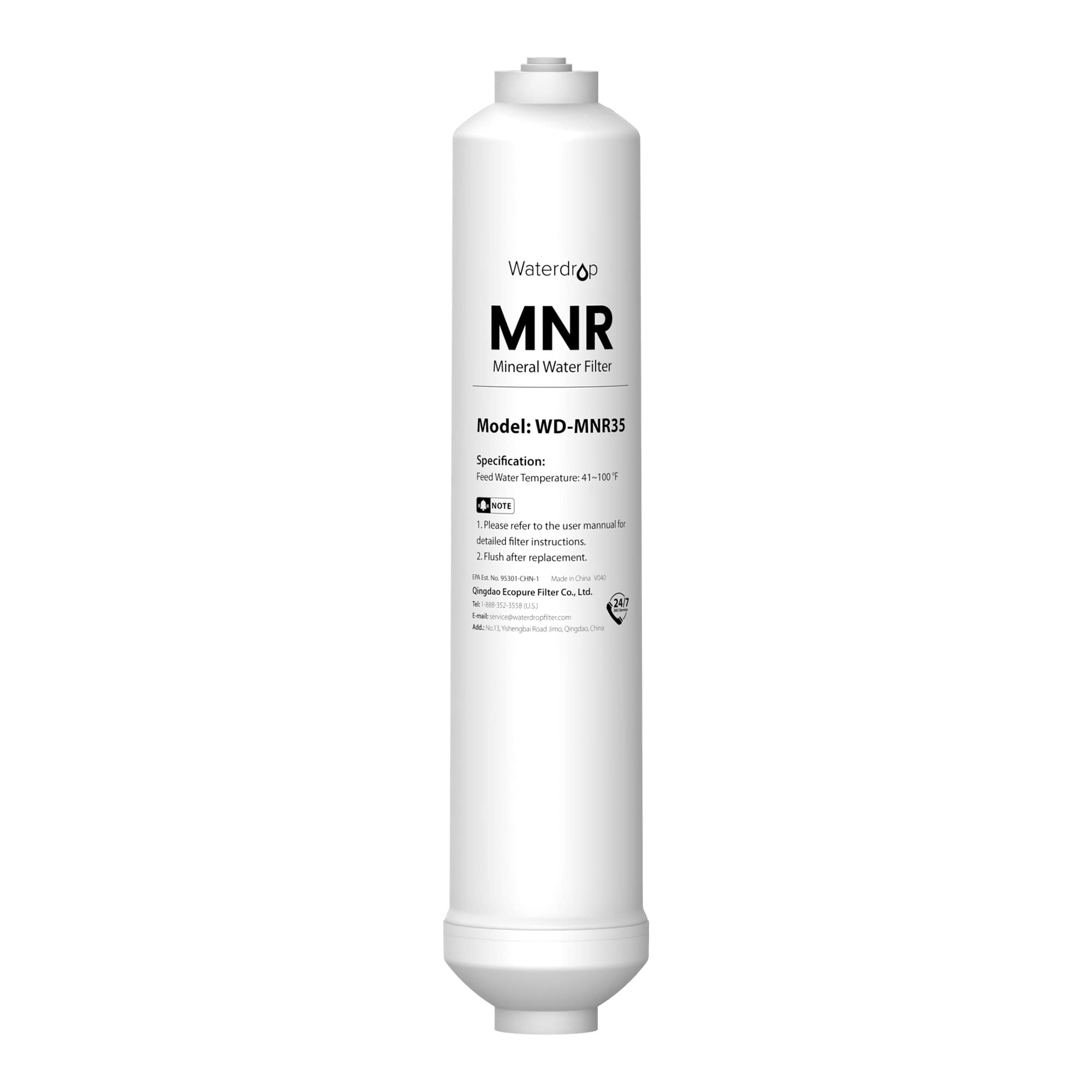 Waterdrop Remineralization Filter WD-MNR35, 1/4" Quick Connect Mineral Filter For Reverse Osmosis System, Restore Essential Minerals for RO System, RO Mineral Filter, Under Sink Water Filtration