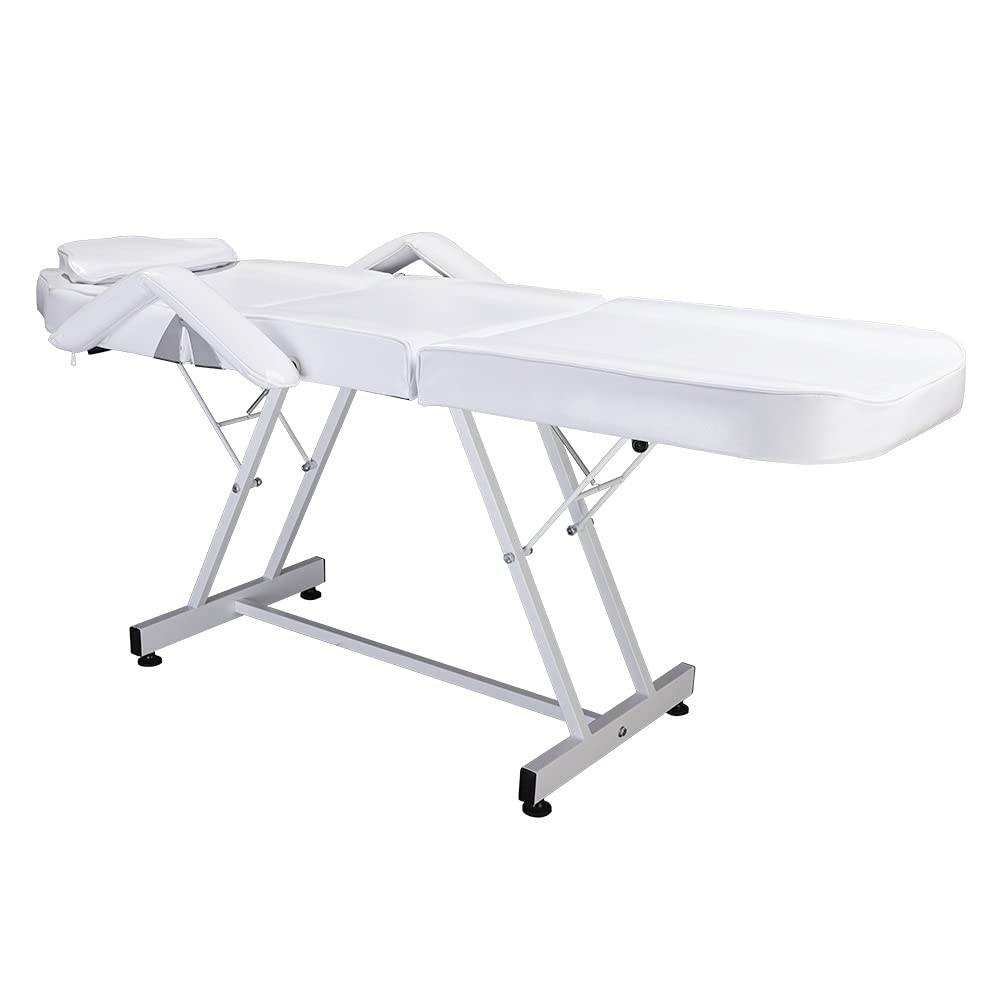 ZHYH 75" 190 x 84 x 78cm Adjustable Beauty Bed Beauty Salon SPA Massage Bed Tattoo Chair White
