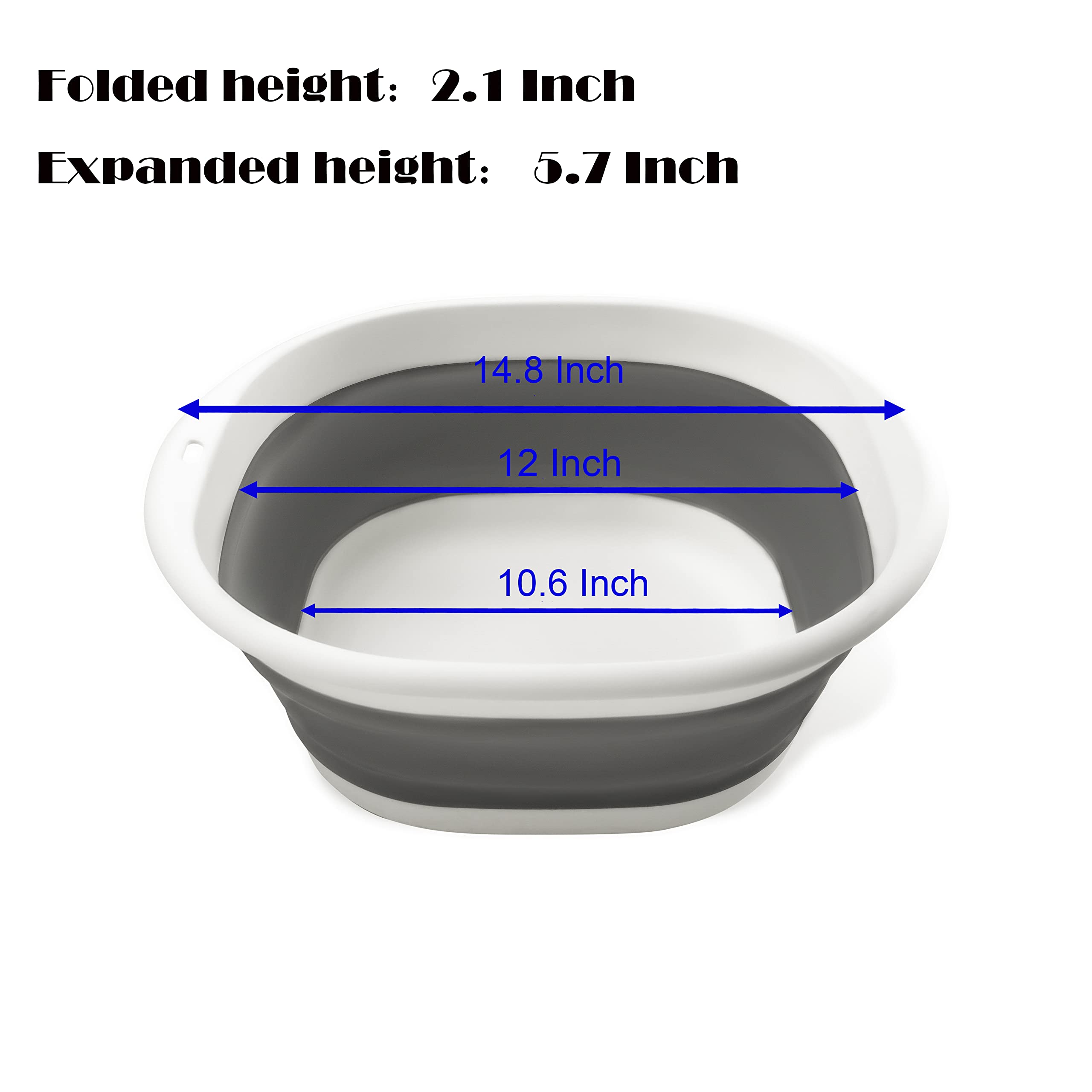 Meitrich Multi-Purpose Folding Collapsible Wash Basin Lightweight Portable Face Basin for, Foldable Basin for Washing Bottles and Home Kitchen Sink Outdoor Camping Use (Grey, Large)
