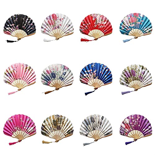 NFEGSIYA Folding Fan Chinese Style Hand Held Fans Pattern Silk Folding Fans Handheld Wedding Hand Fan Cool Flower Fan (Color : Green)
