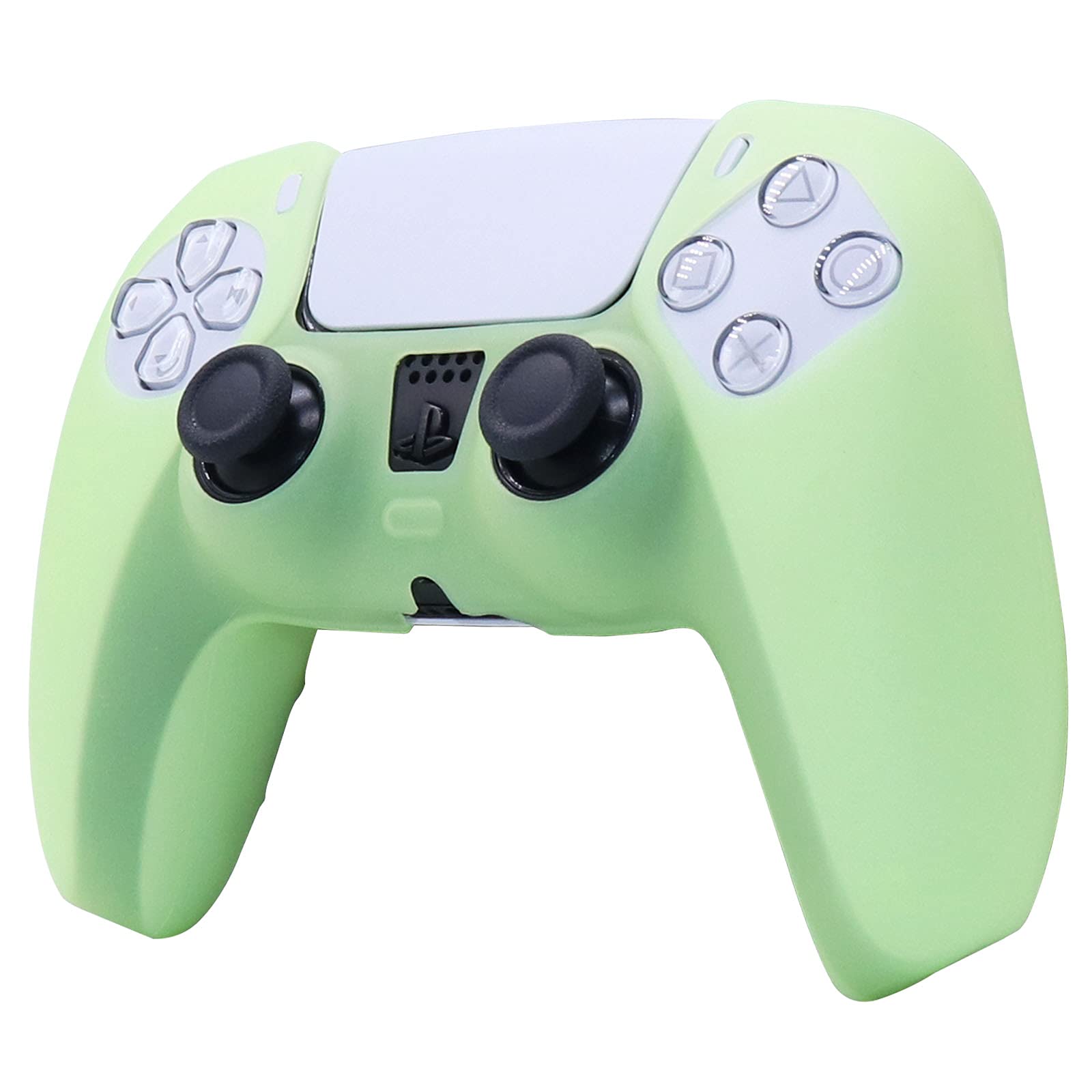 RALAN Controller Skin Silicone Cover in Dark Protective Case for PS5 Dualshock 5 Controller.(Black Pro Thumb Grip x 8,Cat + Skull Cap Cover Grip x 2)
