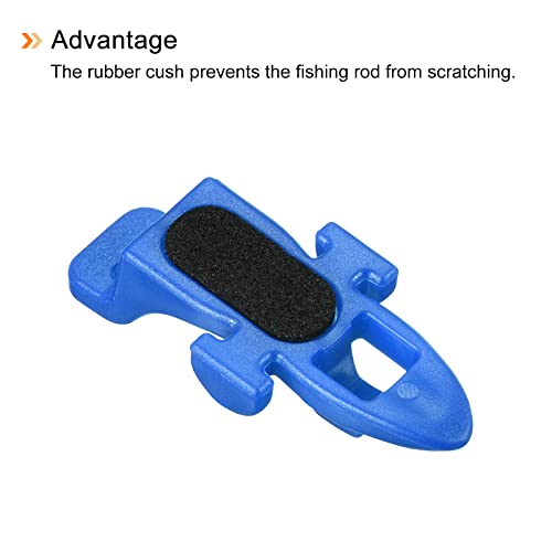 PATIKIL Fishing Hook Keeper, 5 Pack Plastic Fish Lure Bait Holder Accessories with 3 Size Rubber Rings for Fishing Rod Pole, Blue