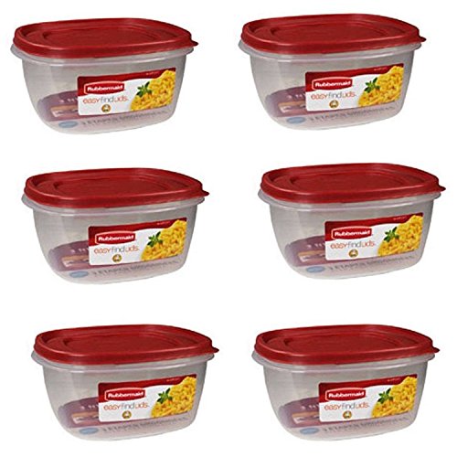 Rubbermaid 071691405320 Food, 6-Pack, Red