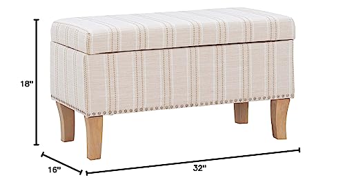 Linon Linen Stripe Upholstered Storage Stephanie Ottoman