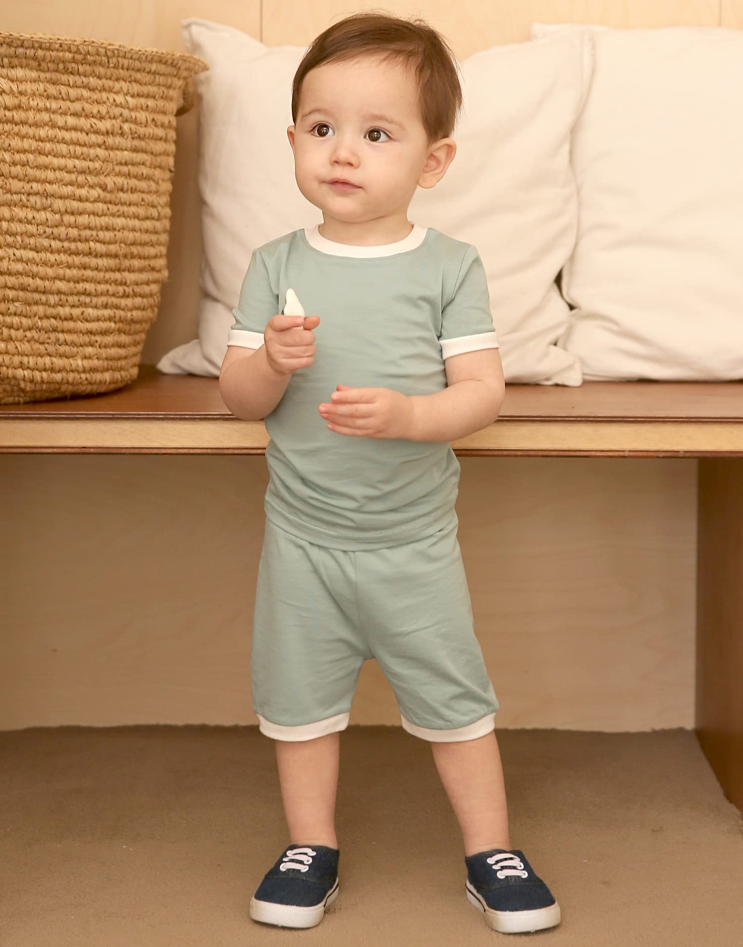 VAENAIT BABY Infant Toddler Junior Pajamas Cotton Summer Short Pjs 2pcs Set Macaron Mint S