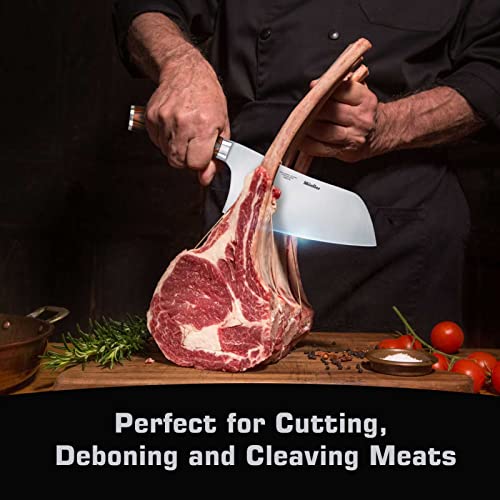Mueller 7-inch Cleaver Knife, Vegetable Meat Chinese Chef’s Knife, German Stainless Steel with Ergonomic Pakkawood Handle, for Home Kitchen and Restaurant, Valentines Day Gifts for Him