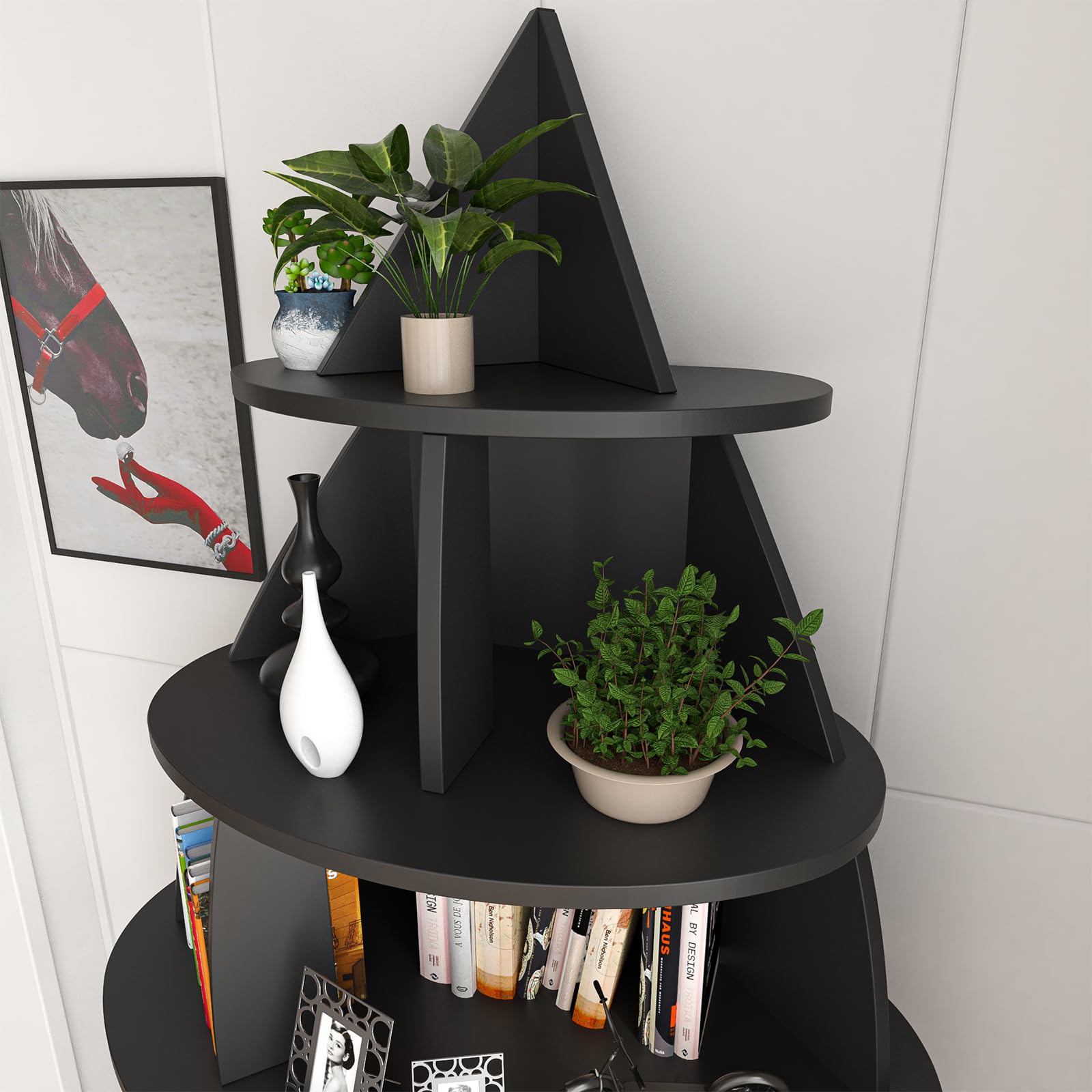 Yeyawomy 71" Tall 6 Tier Bookshelf Sailboat 360 Degree Display Floor Standing Bookcase Storage Rack for Kids&Adults Multi-Functional Bookshelf Organizer