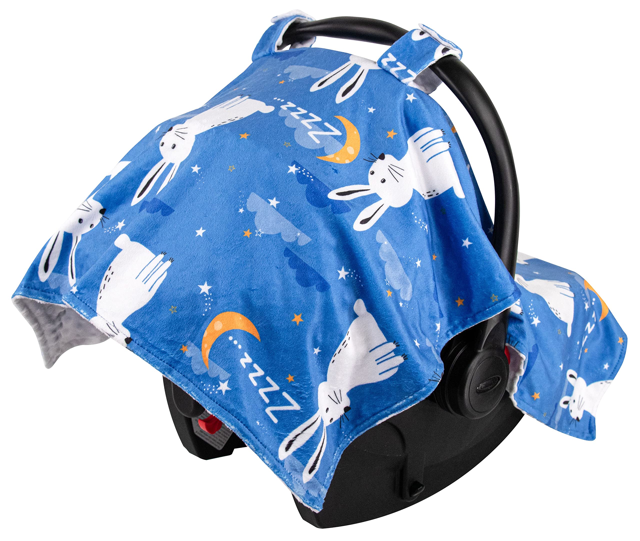 Top Tots Deluxe Minky Baby Car Seat Cover - Nighttime Smiles, 40 x 29 Inch Apricot