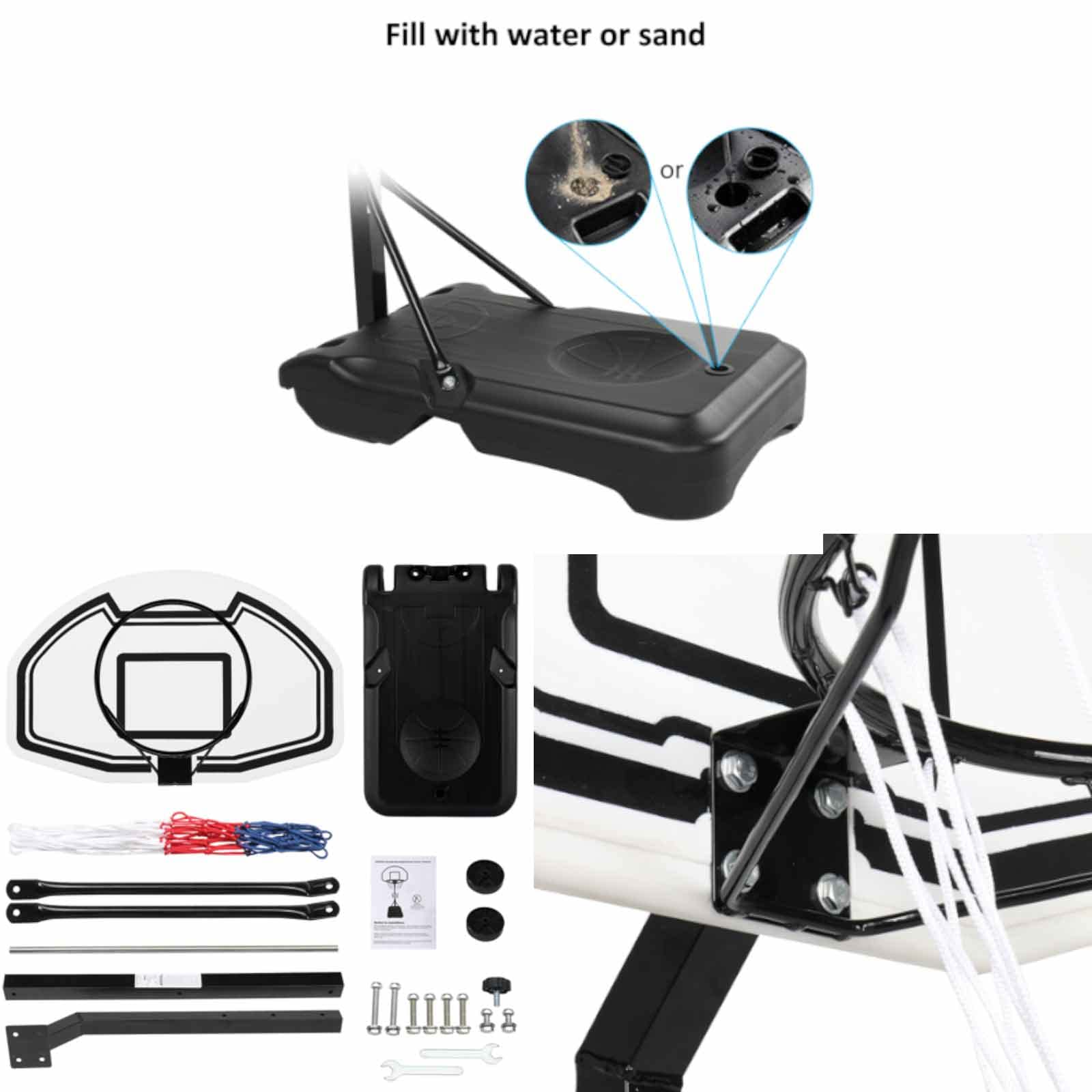 Ralch Wysom Portable Pool Basketball Hoop System Stand,28" x 19" Backboard, Basket Height Adjustment 3.77-4.4ft for Poolside Swimming Water,Maxium Ball Model 7# White & Black