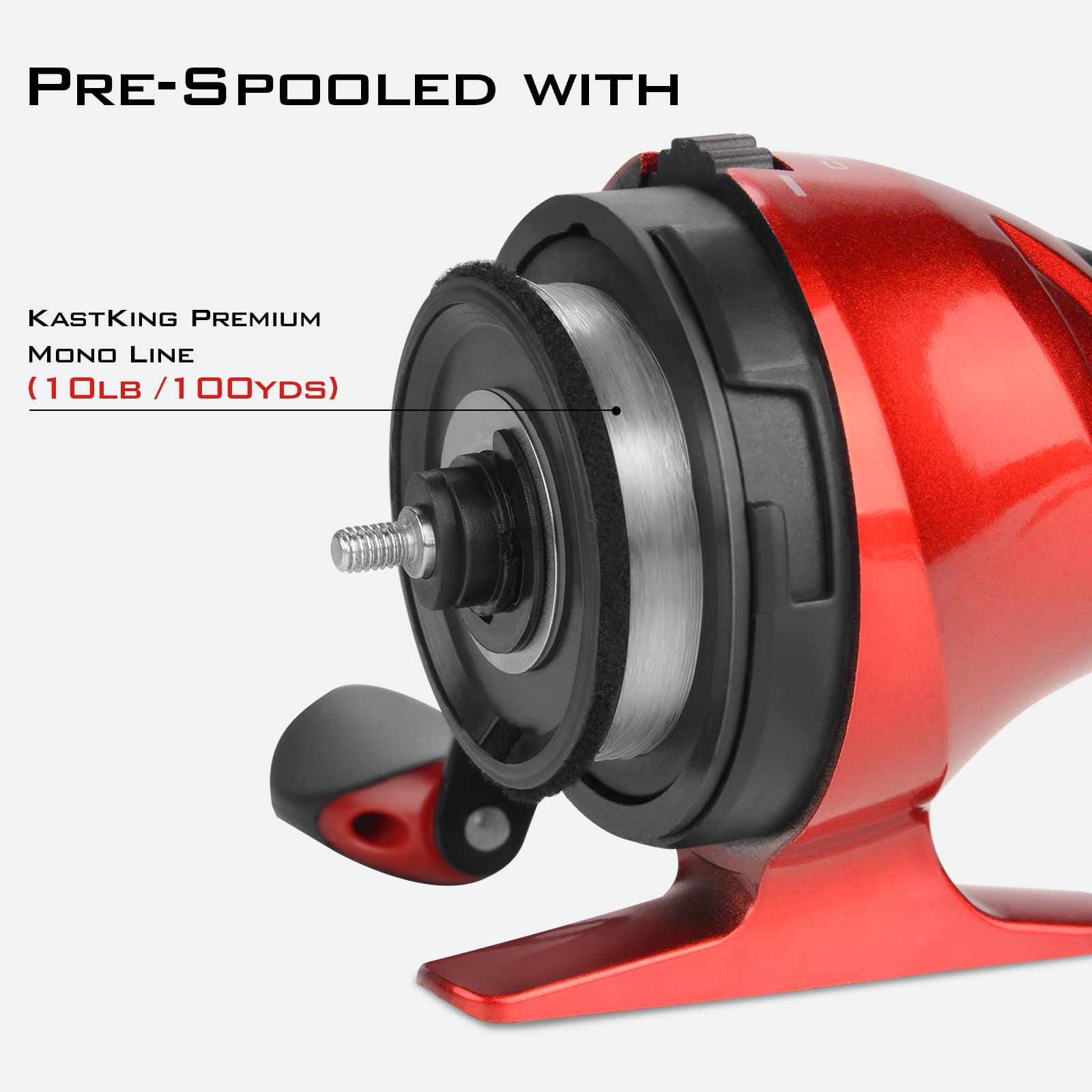 KastKing Cadet Spincast Fishing Reel, 3.1:1 Gear Ratio, Blazer Red