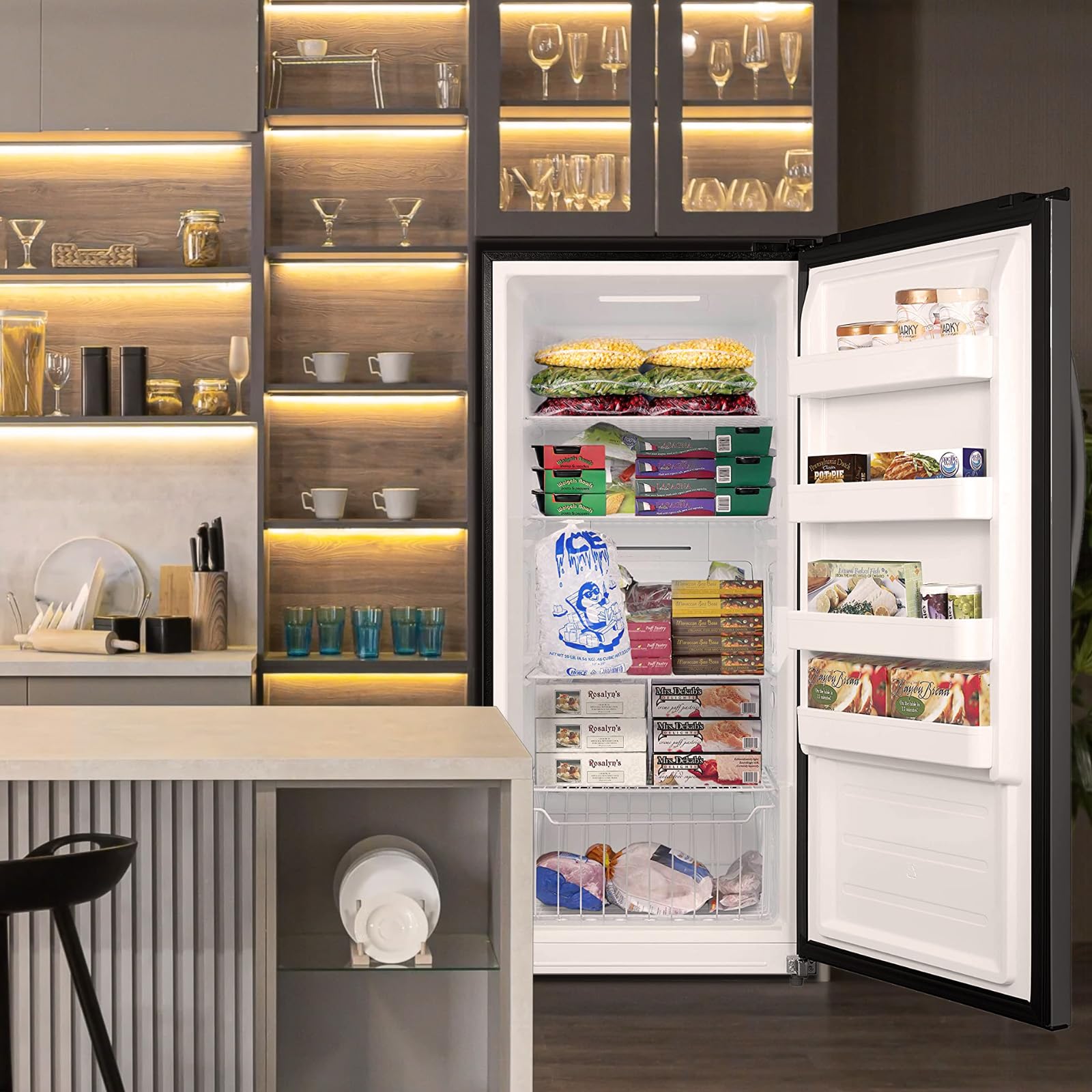Techomey Upright Freezer 21 Cu.Ft, Stand Up Convertible Freezer/Refrigerator 115v, Garage Vertical Freezer with Single Door, Quick Freeze, Stainless Steel,Lock