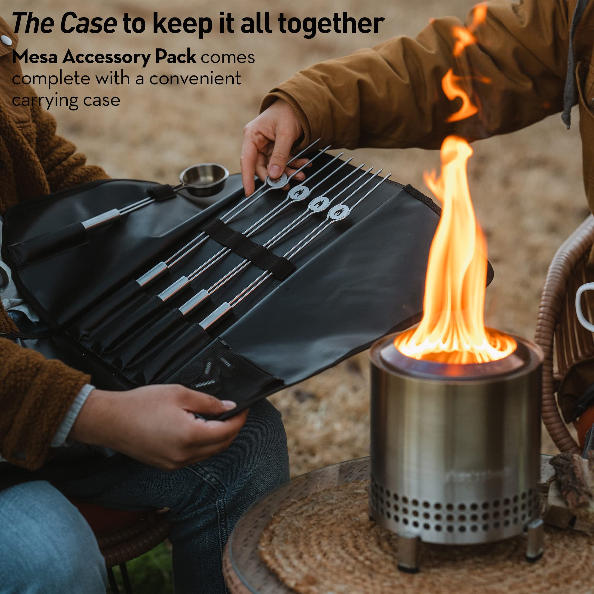 Solo Stove Mesa Accessory Pack | Incl. 4 Stainless Steel Mini Sticks + Stick Rests, Pellet Scoop, Mesa Lid, Carry Case, Accessories for Outdoor Fire Pit, 8.8 x 16 in, 2.5 lbs