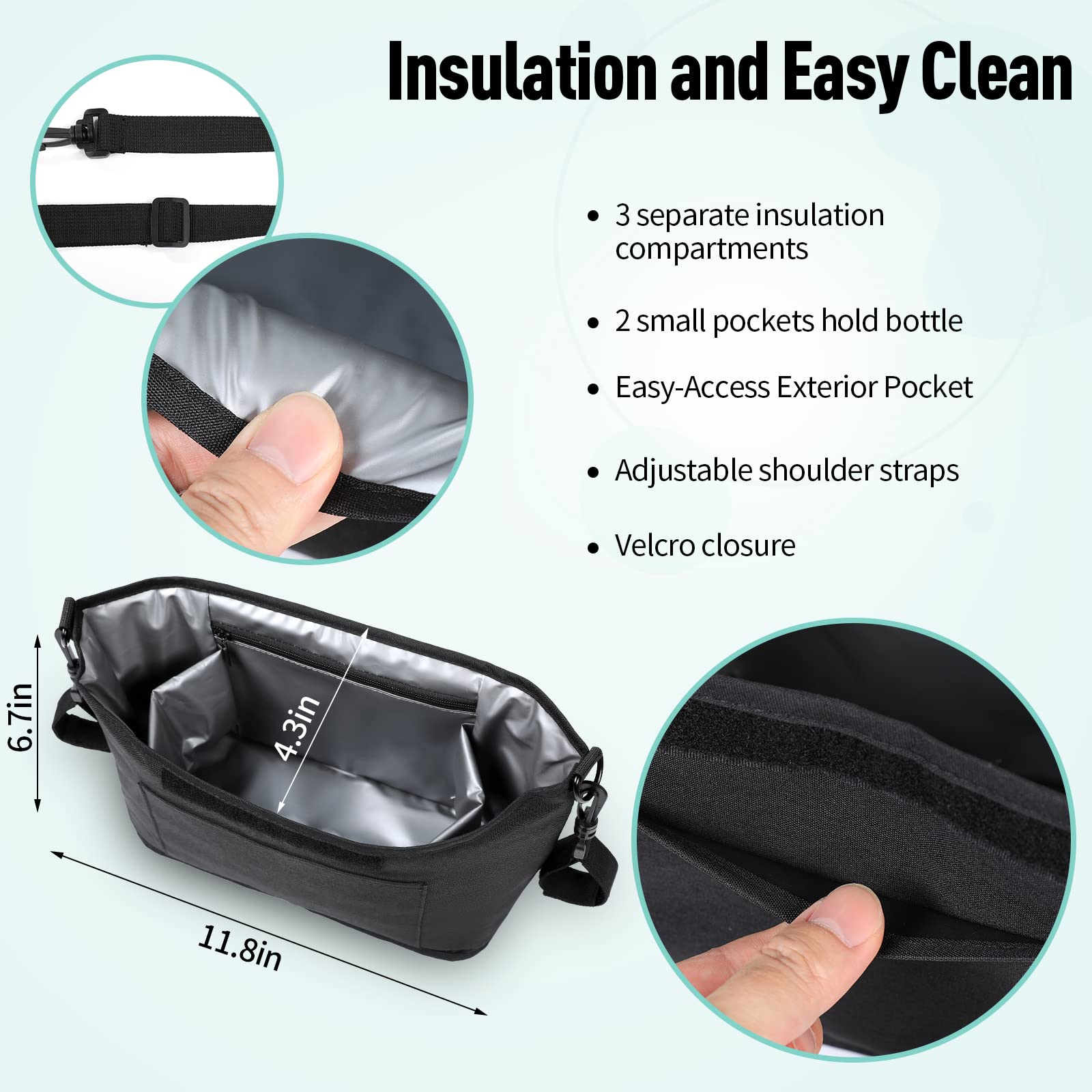 Yoofoss Baby Stroller Organizer Stroller Caddy - Universal Stroller Organizer Bag with Insulated Cup Holder Phone Bag, Stroller Storage Fits Most Baby and Pet Strollers, Black
