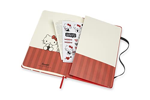 Moleskine Limited Edition Hello Kitty Notebook, Hard Cover, Large (5" x 8.25") Ruled/Lined, Red, 240 Pages