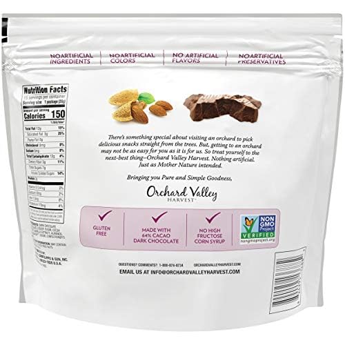Orchard Valley Harvest Dark Chocolate Almonds, 1 Ounce Bags (Pack of 15), Gluten Free, Non-GMO, No Artificial Ingredients