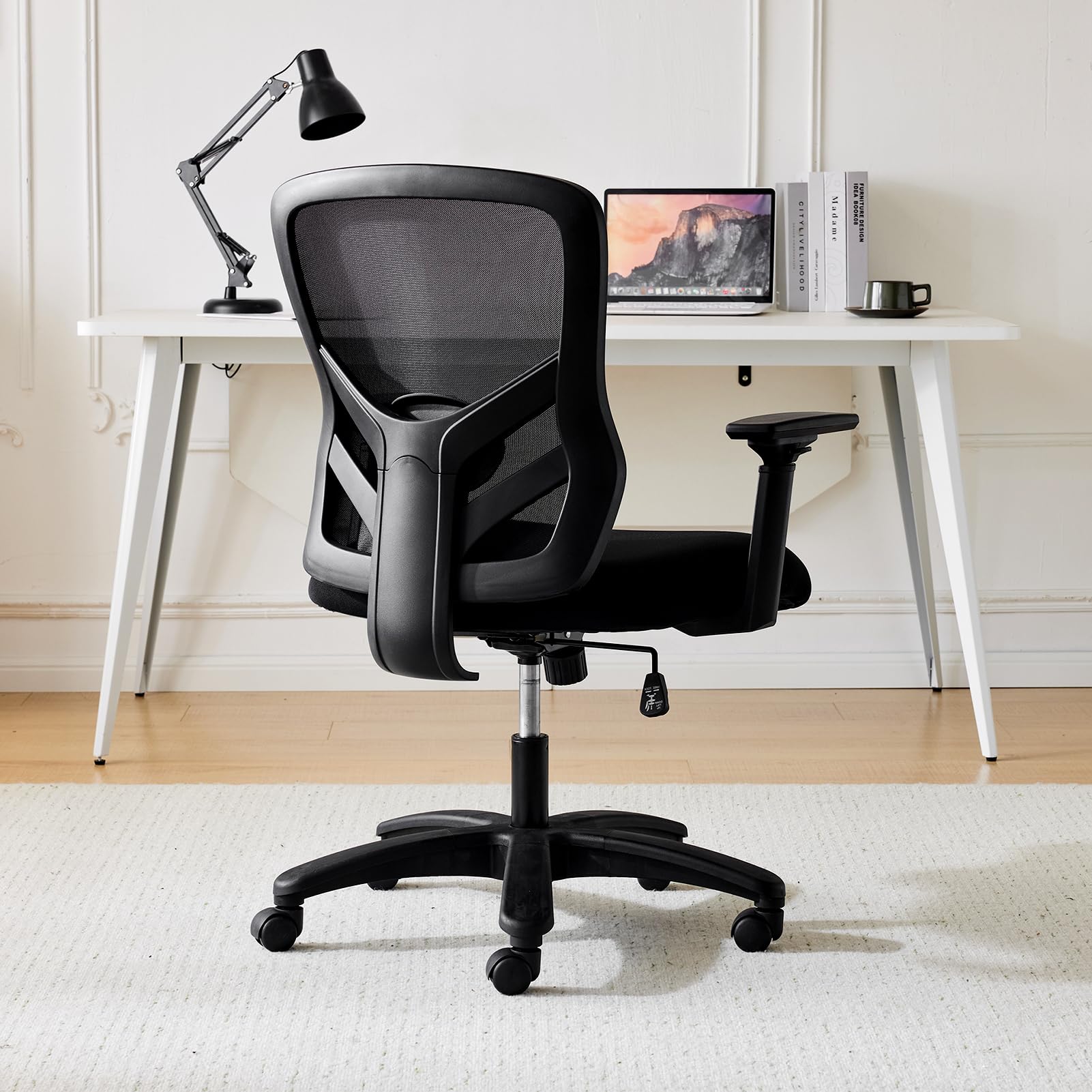 YFO Big and Tall Office Chair 500LBS - Desk Chair with Adjustable Lumbar Support, Heavy Duty Ergonomic Mesh Computer Chair with 360 Rotation 4D Arm and Extra Wide Comfty Seat, Quiet Wheels for Adults