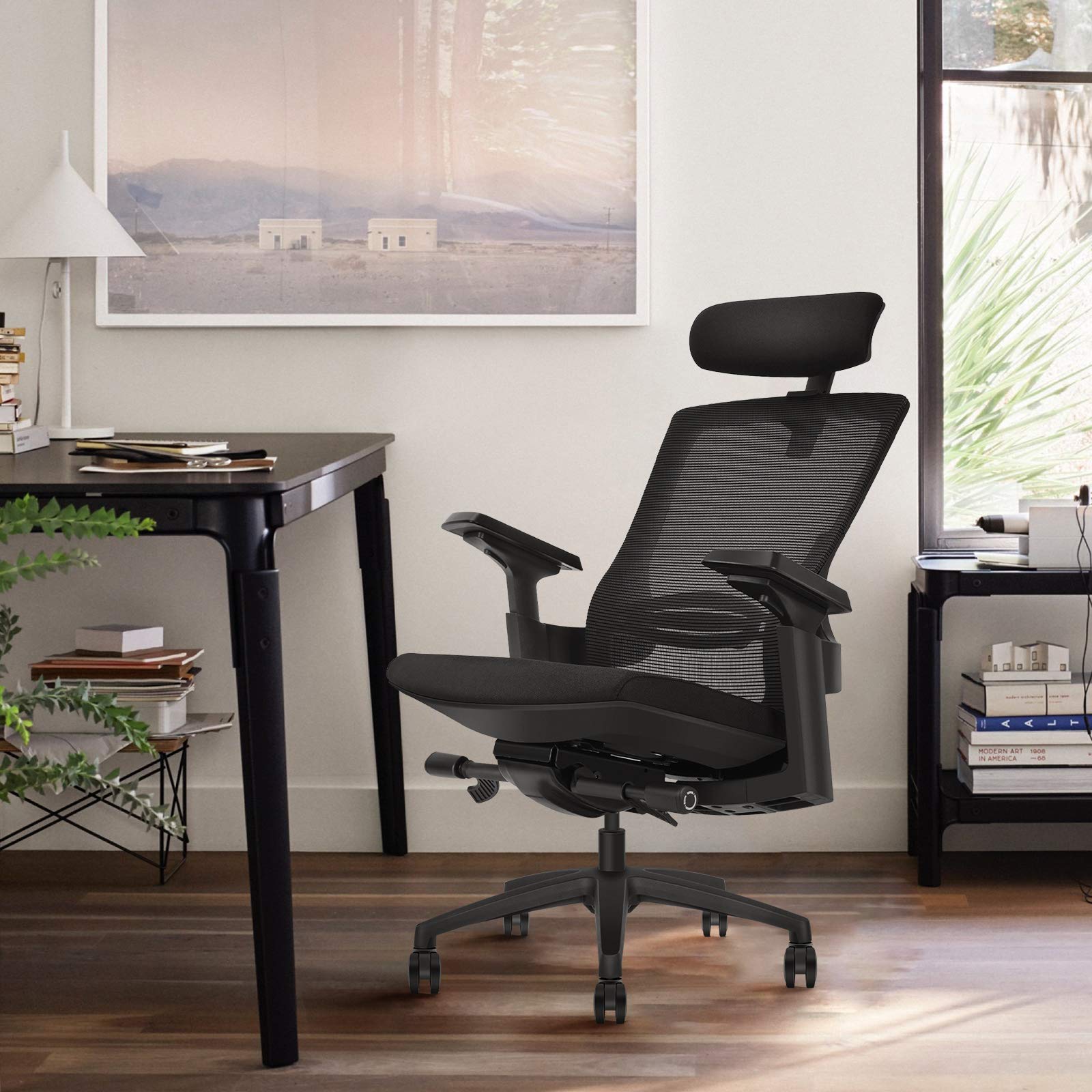 MOOJIRS Ergonomic Office Chair with Adjustable Cushion Depth | Mesh Backrest | Adjustable Lumbar Support | Adjustable 3D Armrest|Adjustable Chair Back Elasticity and Tilt Angle|Standard Carpet Casters