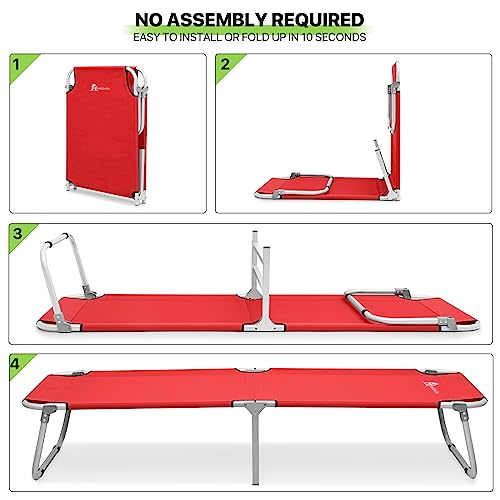 Magshion Portable Military Fold Up Camping Bed Cot with Storage Bag, Red, 37 x 26 x 5 inches (VE-COT-RD-D)