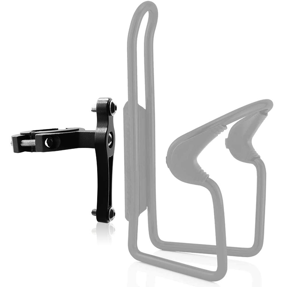 Mczxon Bicycle Water Bottle Holder Mount Adapter Aluminium Alloy, Adjustable Road Bikes MTB Water Bottle Cage Mount Adapter Universal Bottle Cage Clamp Easily Install on Handlebar, Seat Post(Black)