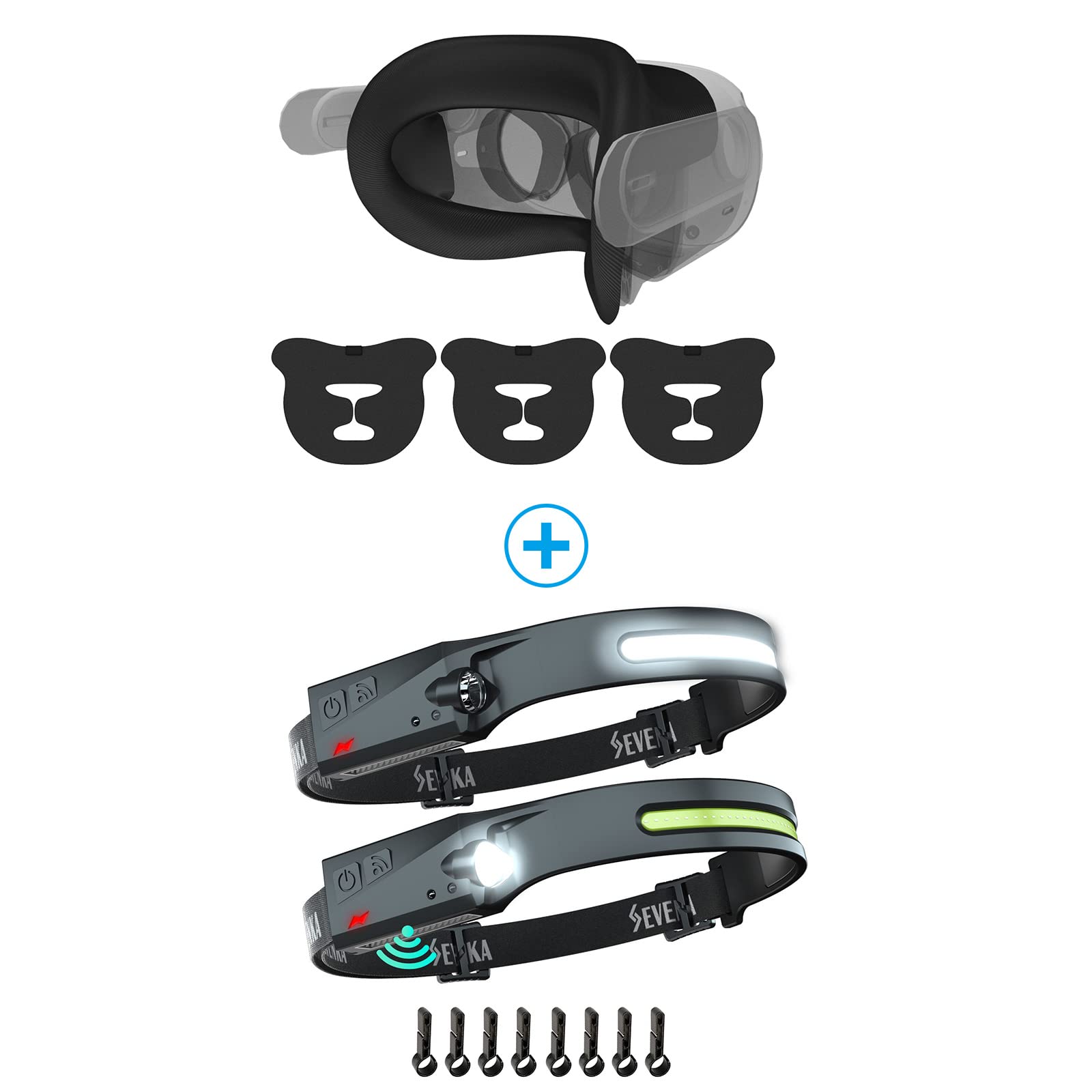 Rechargeable Headlamps & Breathable VR Mask for Meta Oculus Quest 2