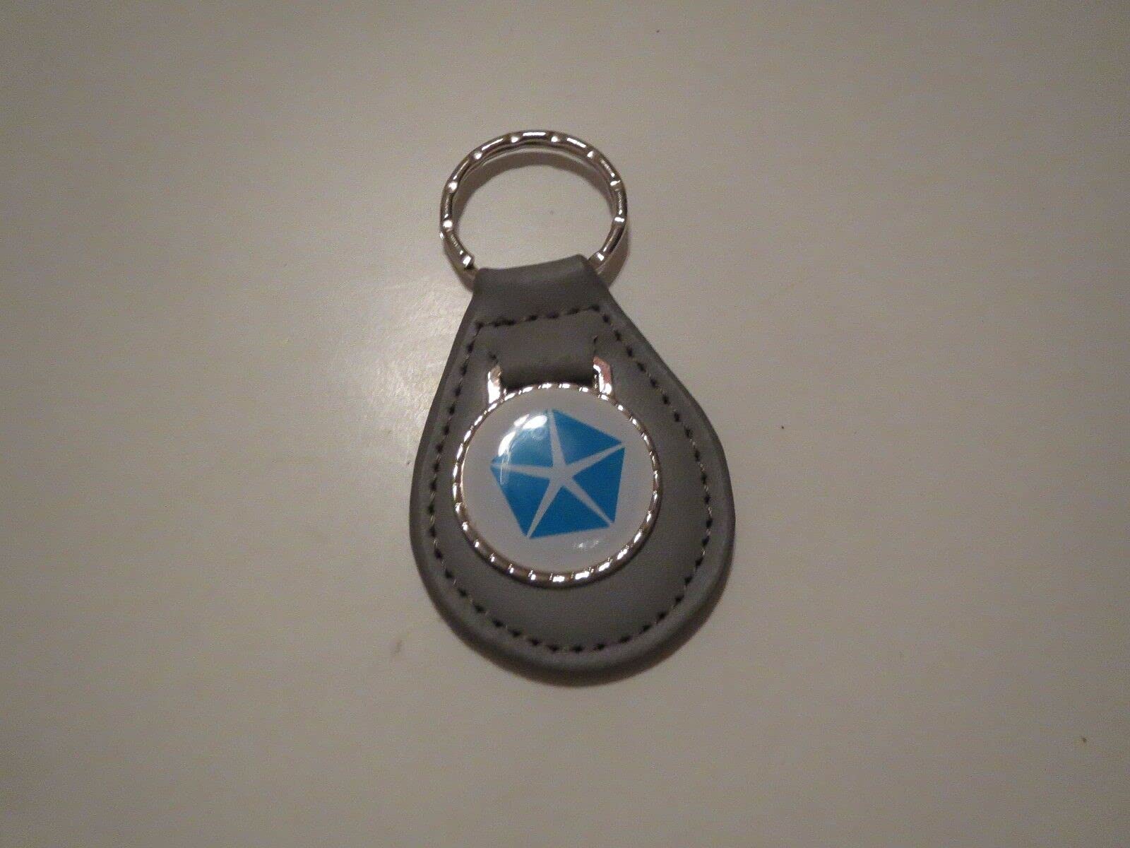 NEWPORT NEW YORKER 300 LEBARON LHS LASER WHITE LOGO LEATHER KEYCHAIN - GREY