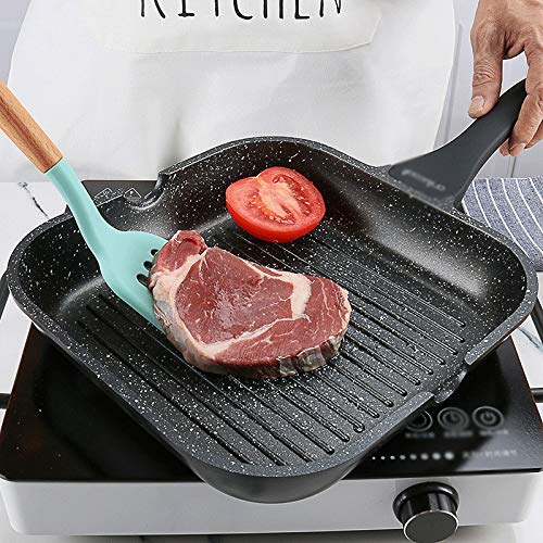 LMMDP Silicone Kitchen Tools Set Cooking Tools Utensils Set Spatula Shovel Soup Spoon with Wooden Handle Special Heat-resistant Design