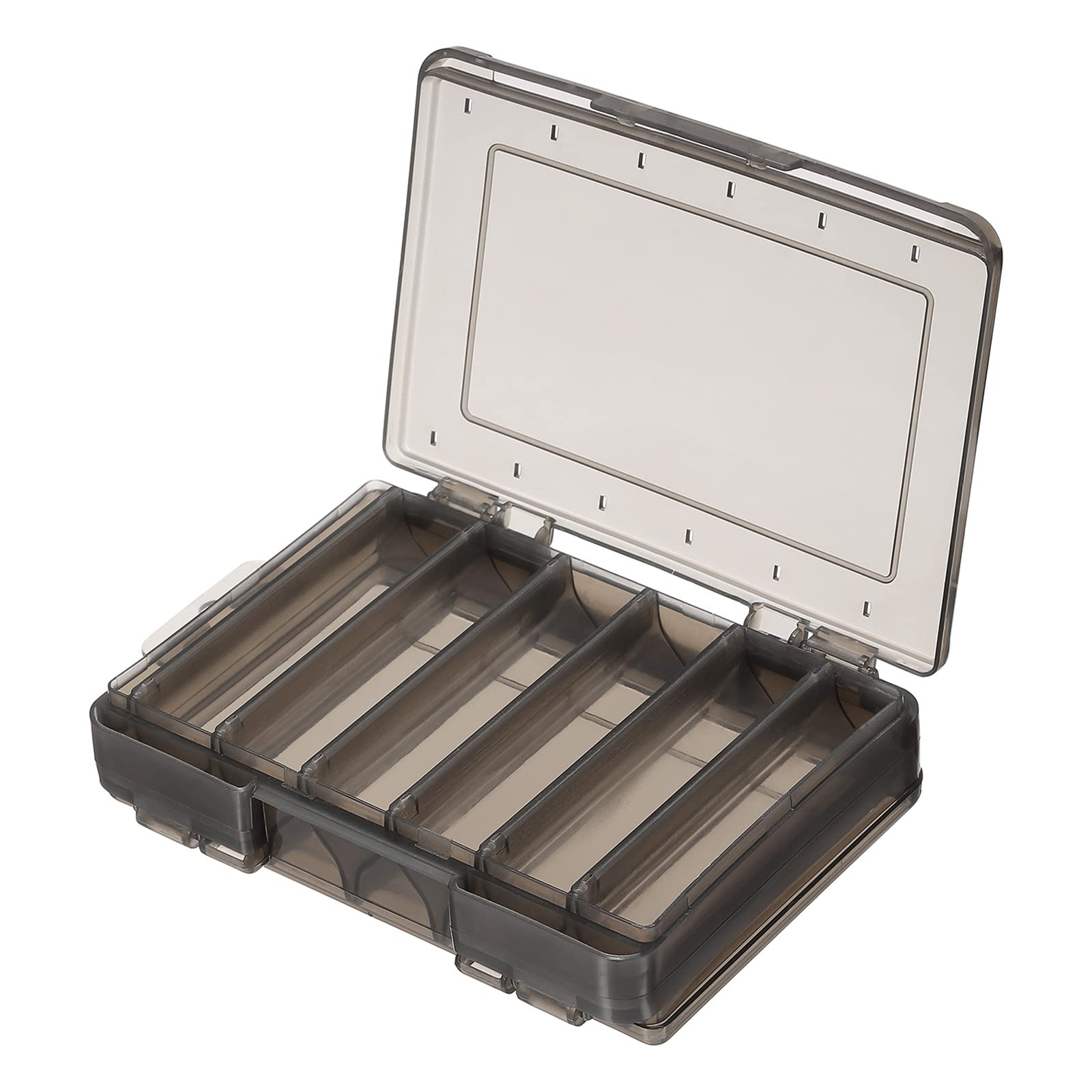 PATIKIL Two Sided Fishing Lure Storage Box Plastic Fish Tackle Container Organizer, Gray