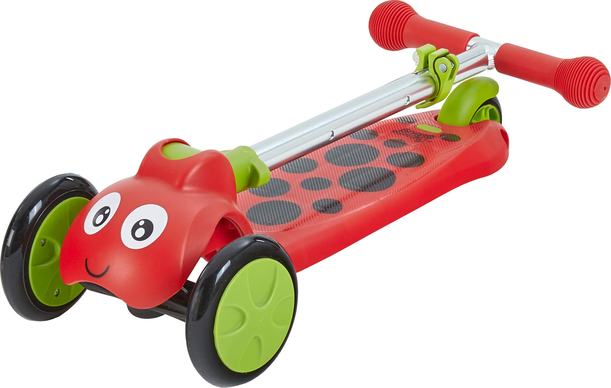 Mookie Scootiebug - Red | 3-Wheel Foldable Scooter with Height-Adjustable Handlebar, Develop Balance and Motor Skills, Sturdy and Easy to Maneuver | For Kids Ages 2 to 5 (8561)