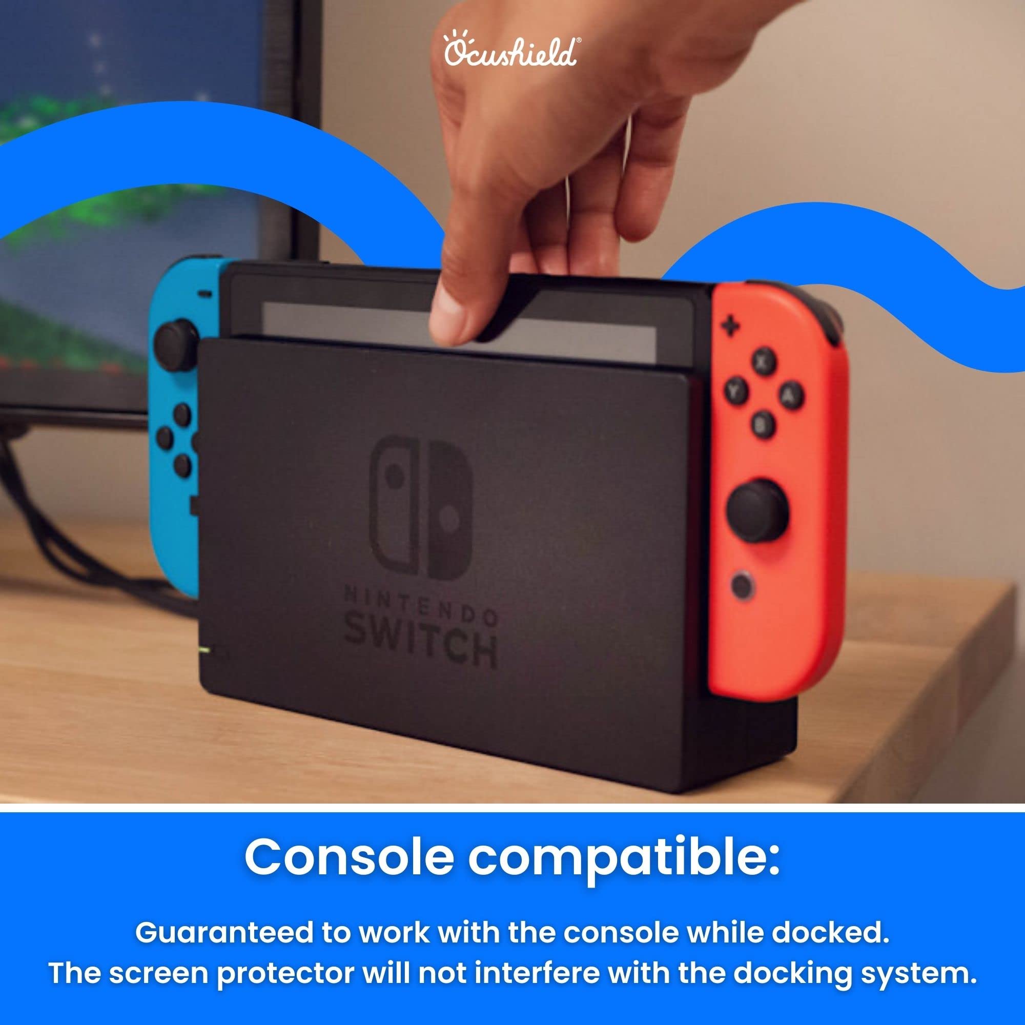 Ocushield Anti Blue Light Tempered Glass Screen Protector for Nintendo Switch Lite Console - Protect Kids Eyes from Strain and Fatigue