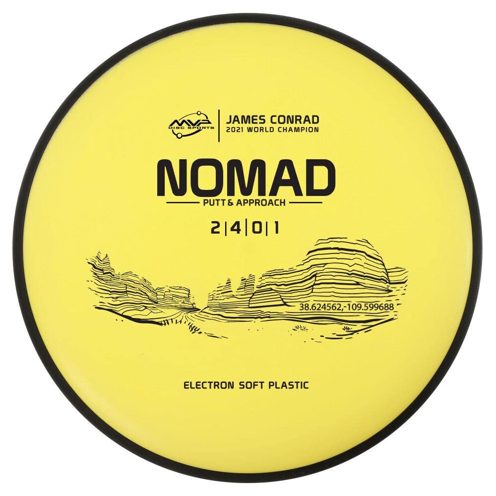 MVP Nomad (Electron Soft) James Conrad Putter & Approach Golf Disc, Pick Weight/Color [Stamp & Exact Color May Vary] Blue 160-166 Grams