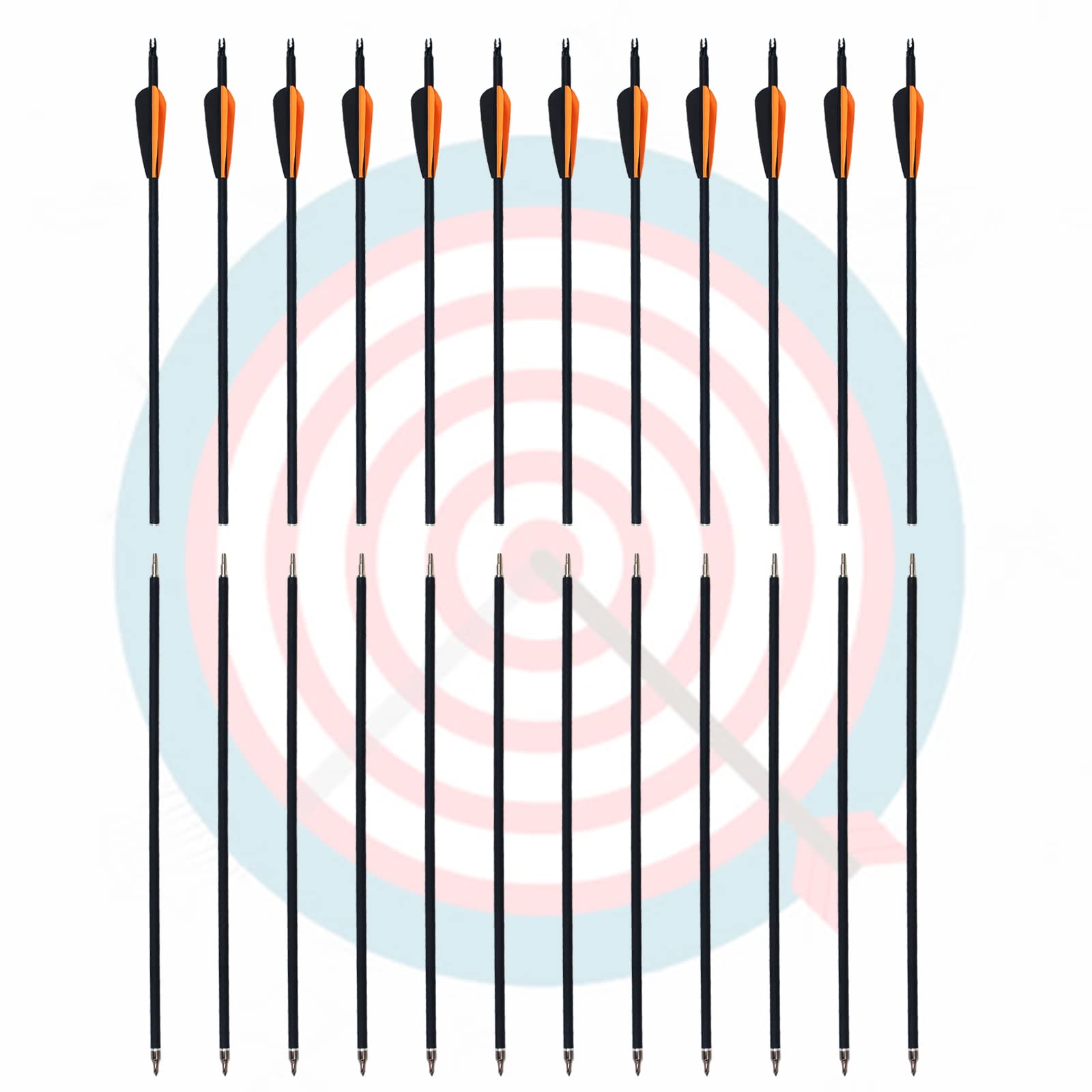 Mxessua 2 Piece Arrows Takedown Carbon Arrows Portable for Takedown Longbow Recurve Compound bow Survival Bow Traveling Spine 500, 12 Pack