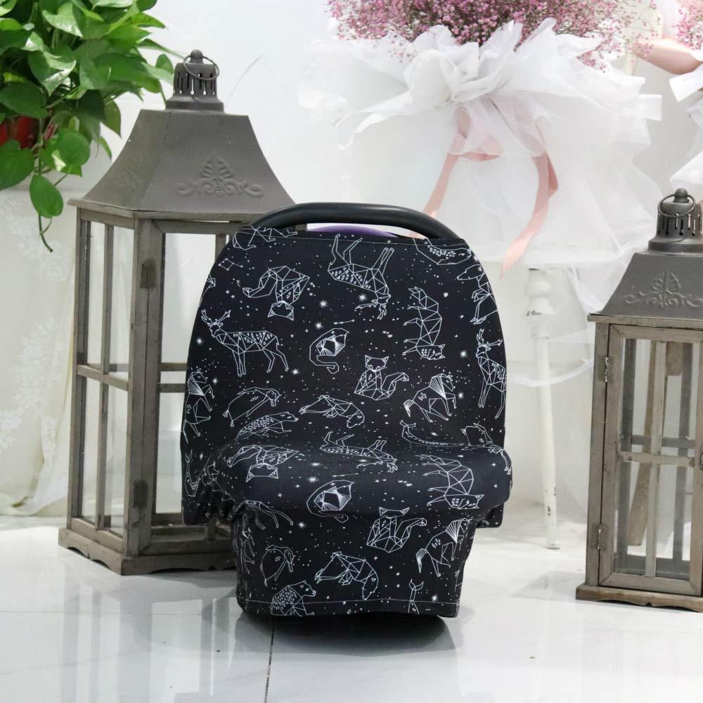 Multi-Use Carseat Canopy, Stretchy Car Seat Cover, Breastfeeding Nursing Cover (Constellation).