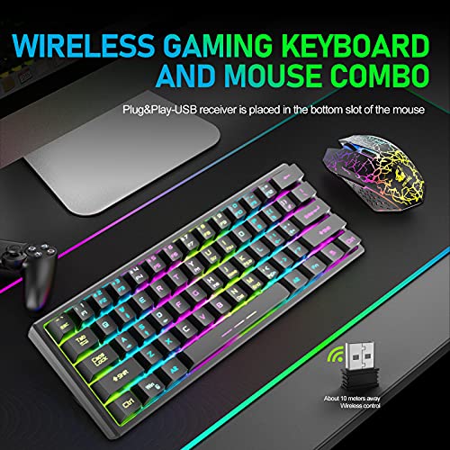 ZIYOU LANG Wireless Gaming Keyboard and Mouse Combo with Wired RGB Speakers for PC Mac Gamers