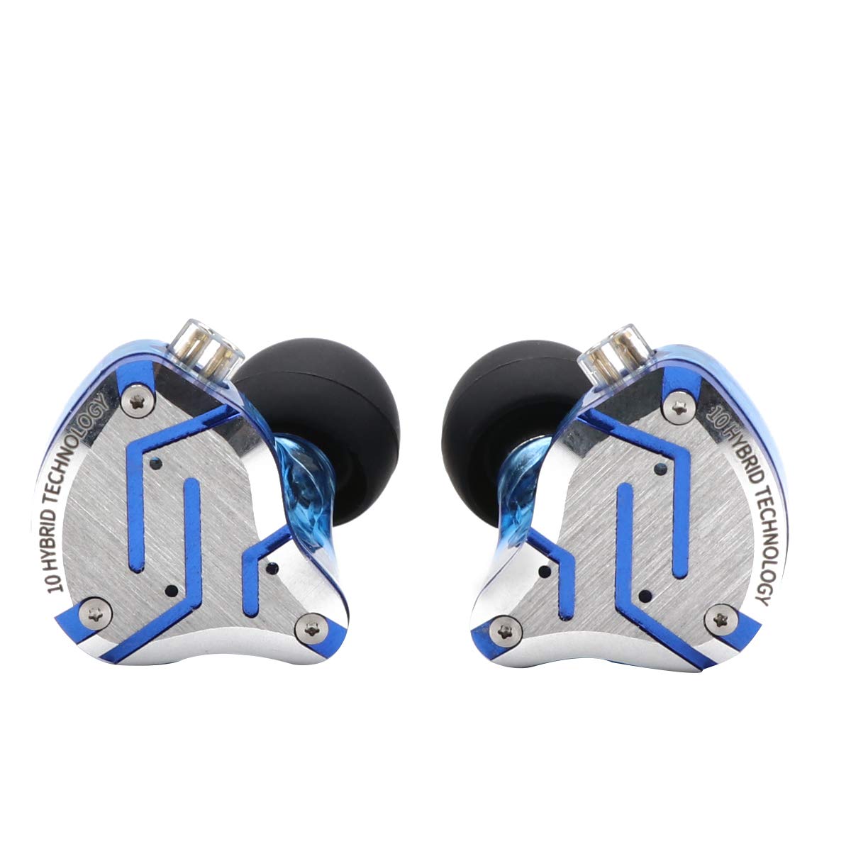 Linsoul KZ ZS10 Pro, 4BA+1DD 5 Driver in-Ear HiFi Metal Earphones with Stainless Steel Faceplate, 2 Pin Detachable Cable (with Mic, Glare Blue)