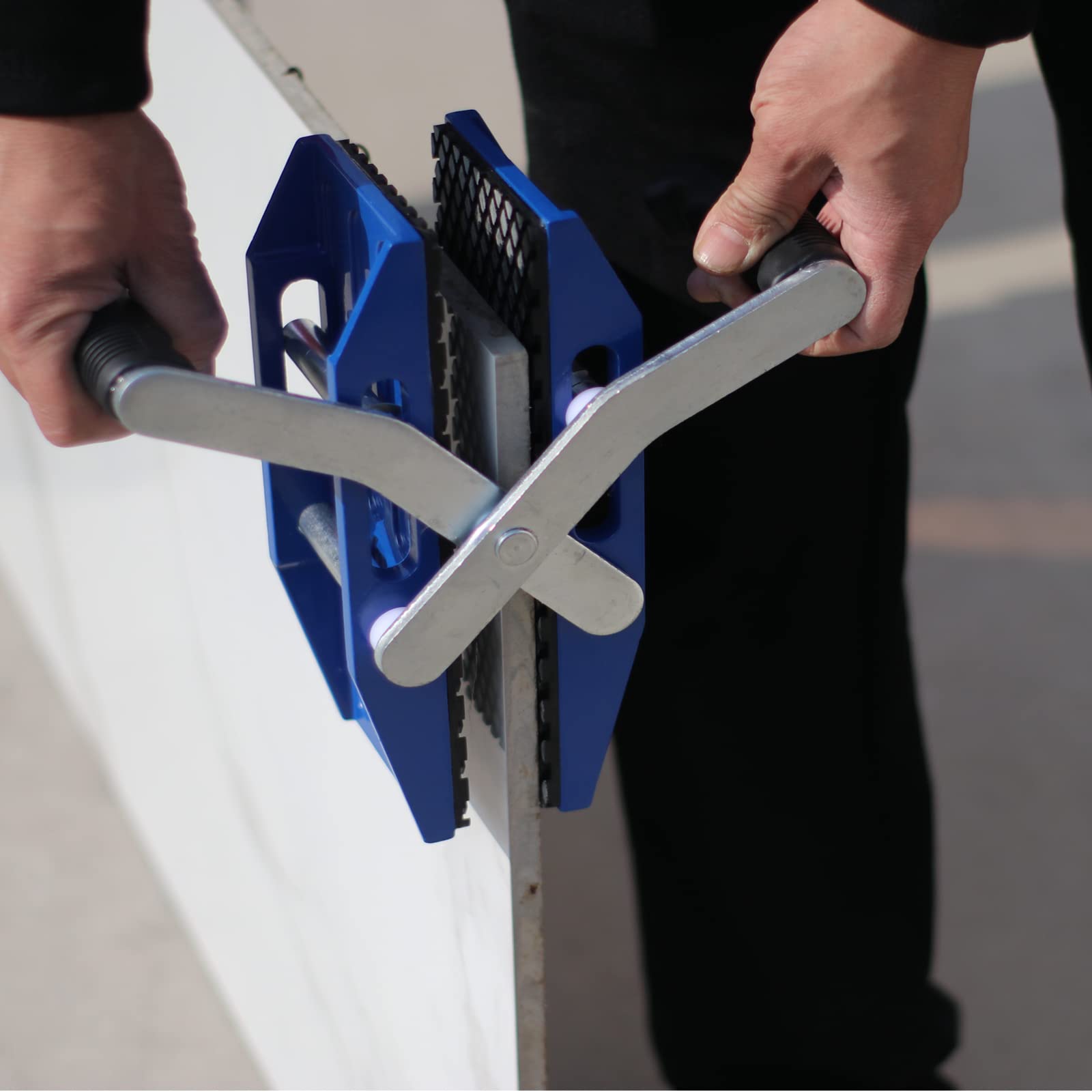 TIEKJOT 2 Pack Granite Carrying Clamps Double Handed Stone Carry Clamp Heavy Duty with Rubber-lined(0-2.36in) 660lbs Lifting Tools Panel Carriers for Glass Quartz Slabs Mable