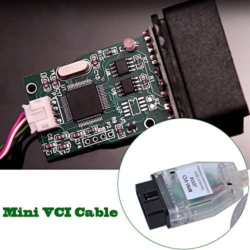 Mini VCI J2534 Cable,OBD2 Cable Connector Scanner Adapter Fit for TIS Techstream V14 V15, Programming Diagnostic Cable, OBD II Adapter Connector Cable Scan Tool, Support Win XP/ WIN7 WIN10