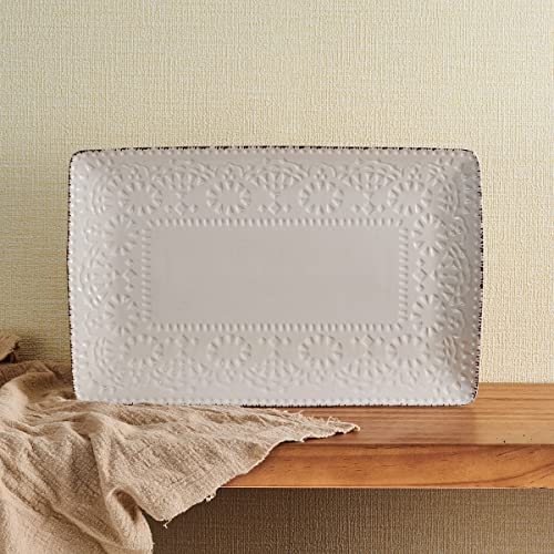 Pfaltzgraff Chateau Serve Platter, 14.25 Inch, Blue and White,Cream